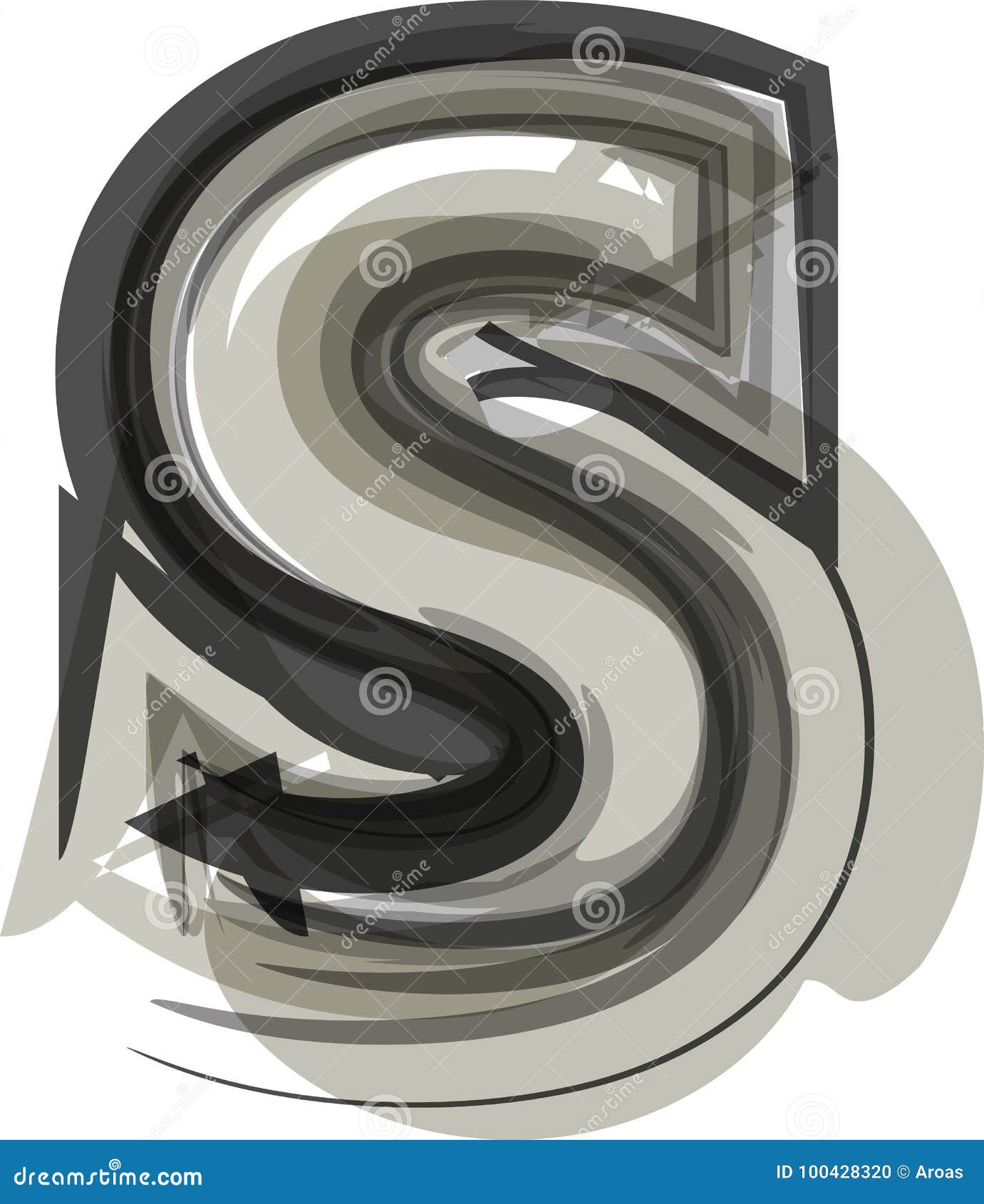 Abstract Letter S stock vector. Illustration of scribble - 100428320