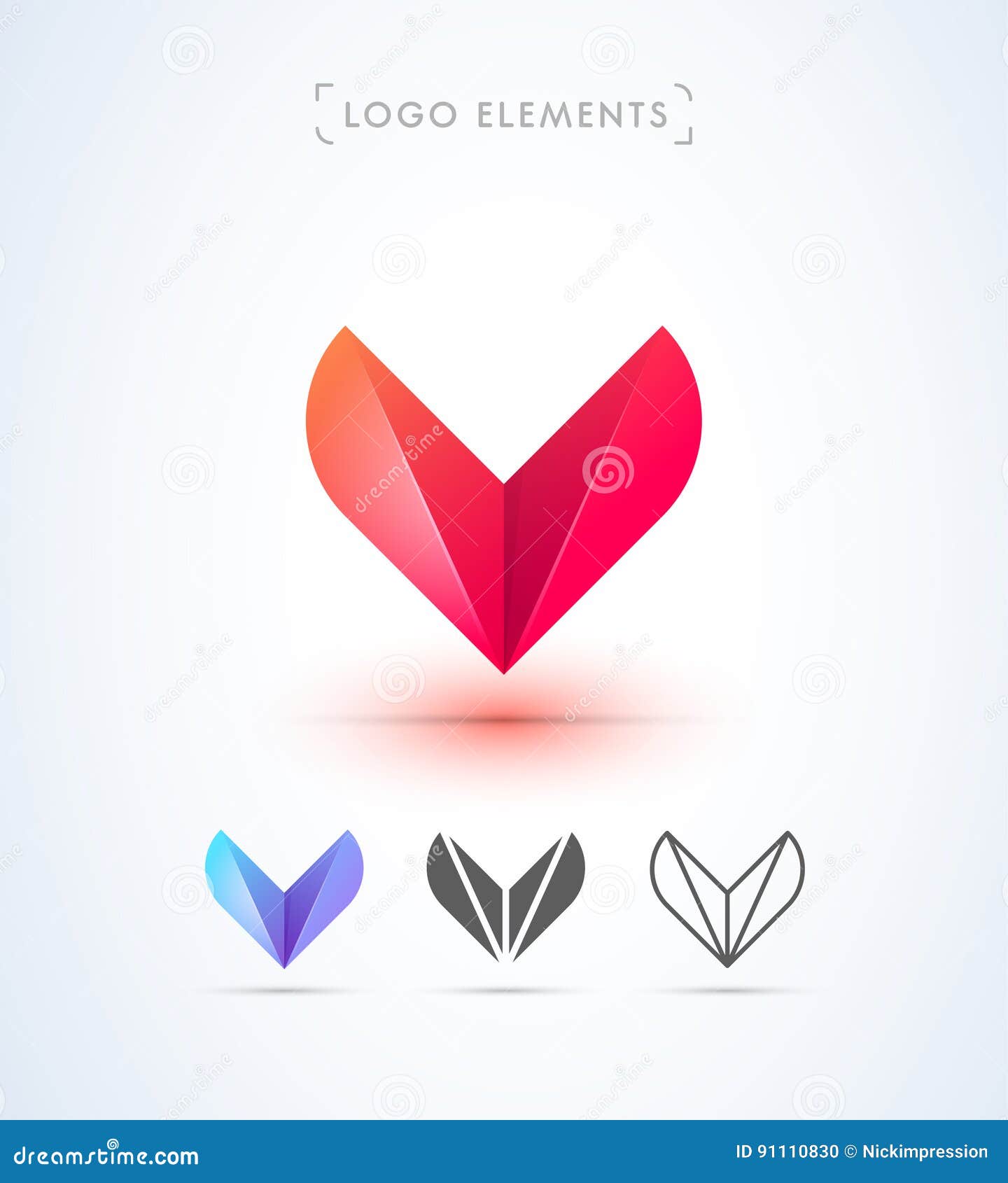Abstract Letter V Origami Style Logo Template. Application Icon Stock ...