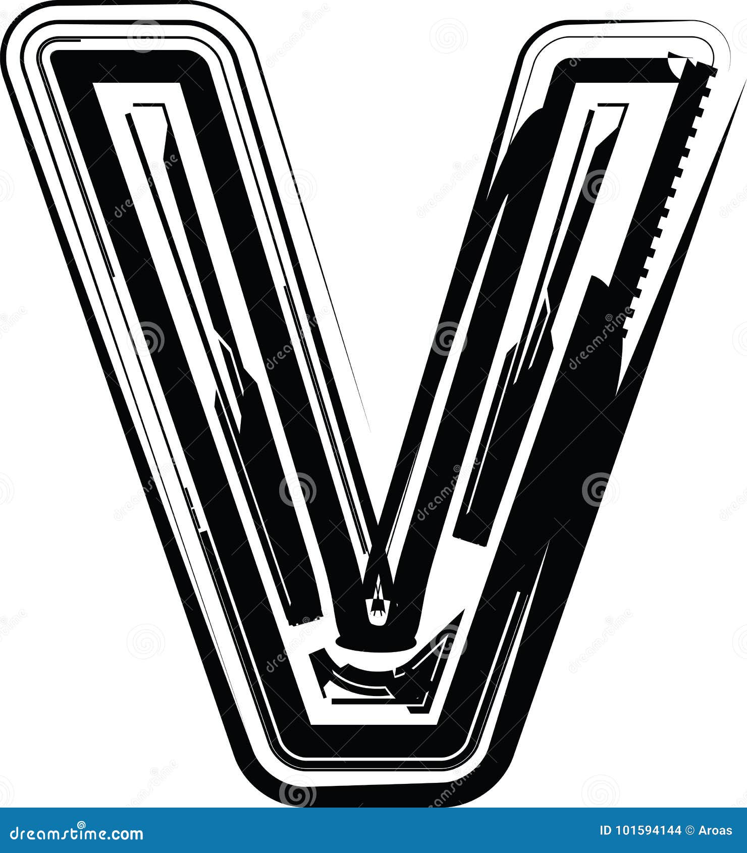 Abstract Letter V stock vector. Illustration of calligraphy - 101594144