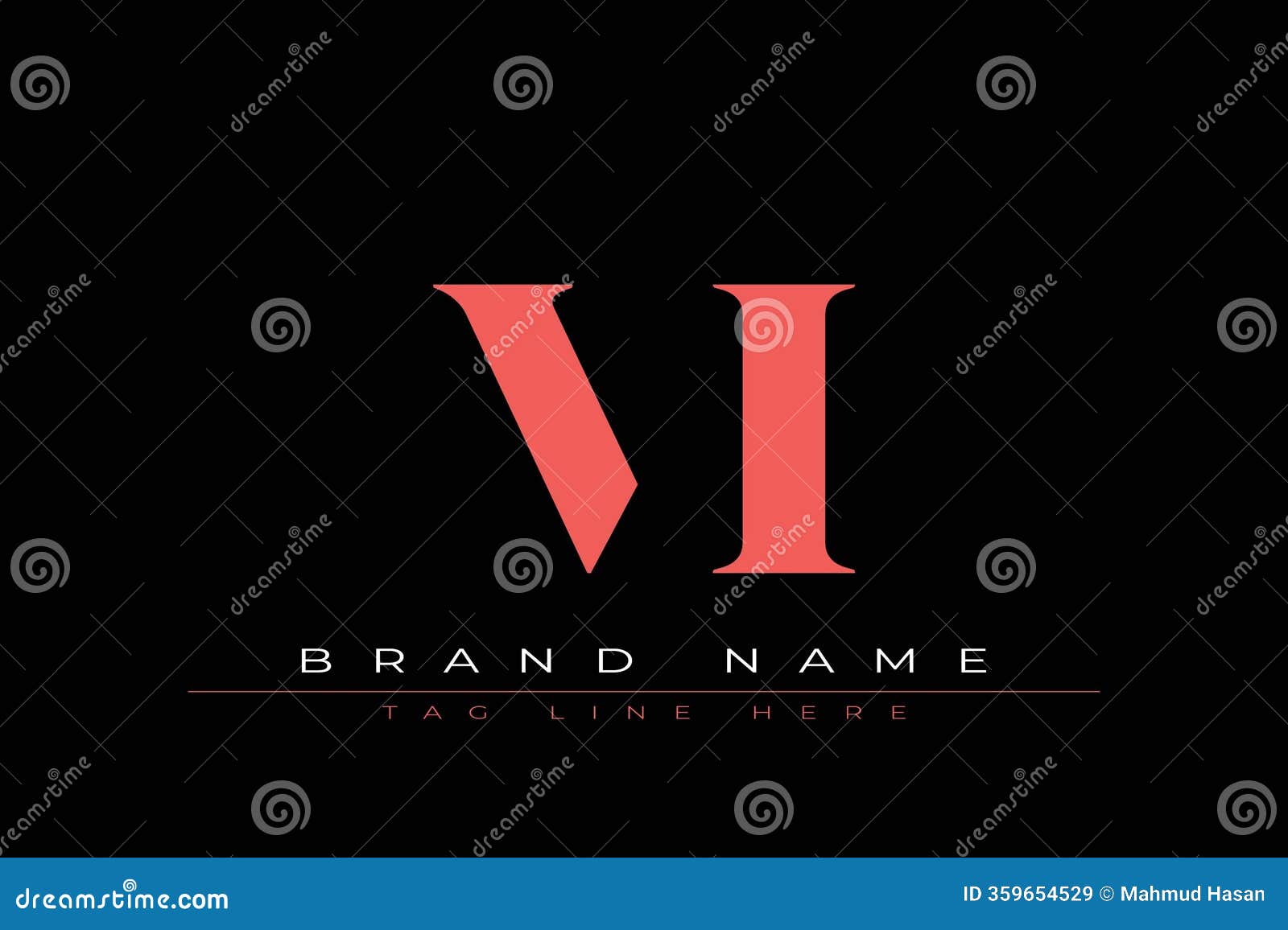 Abstract Letter VI Minimal Logo Design Template Stock Illustration ...