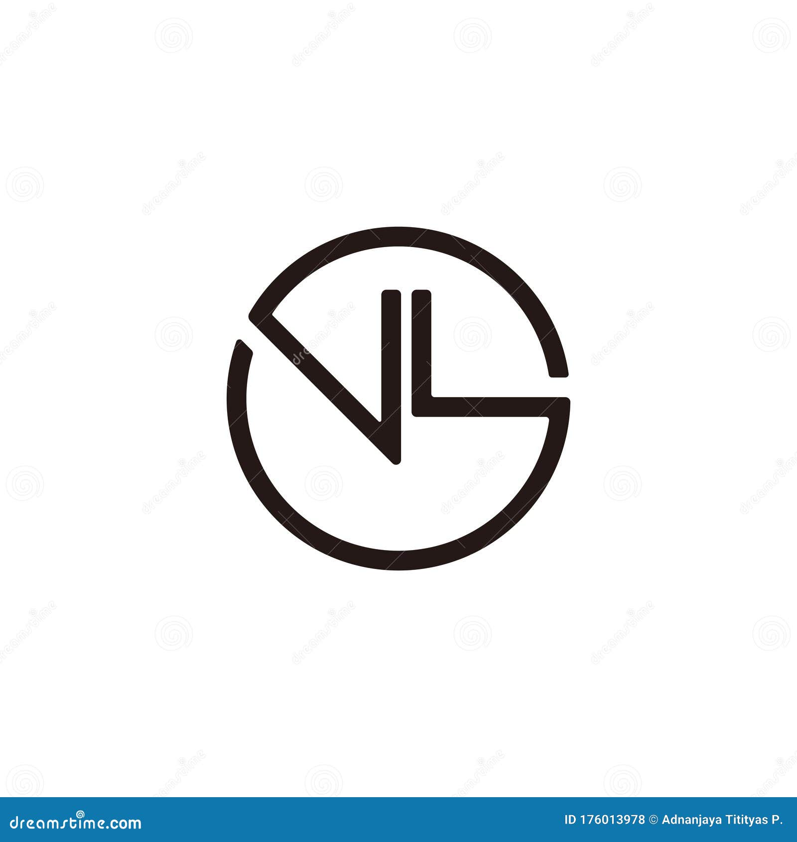 Abstract Letter Vl Circle Geometric Design Symbol Logo Vector Stock ...