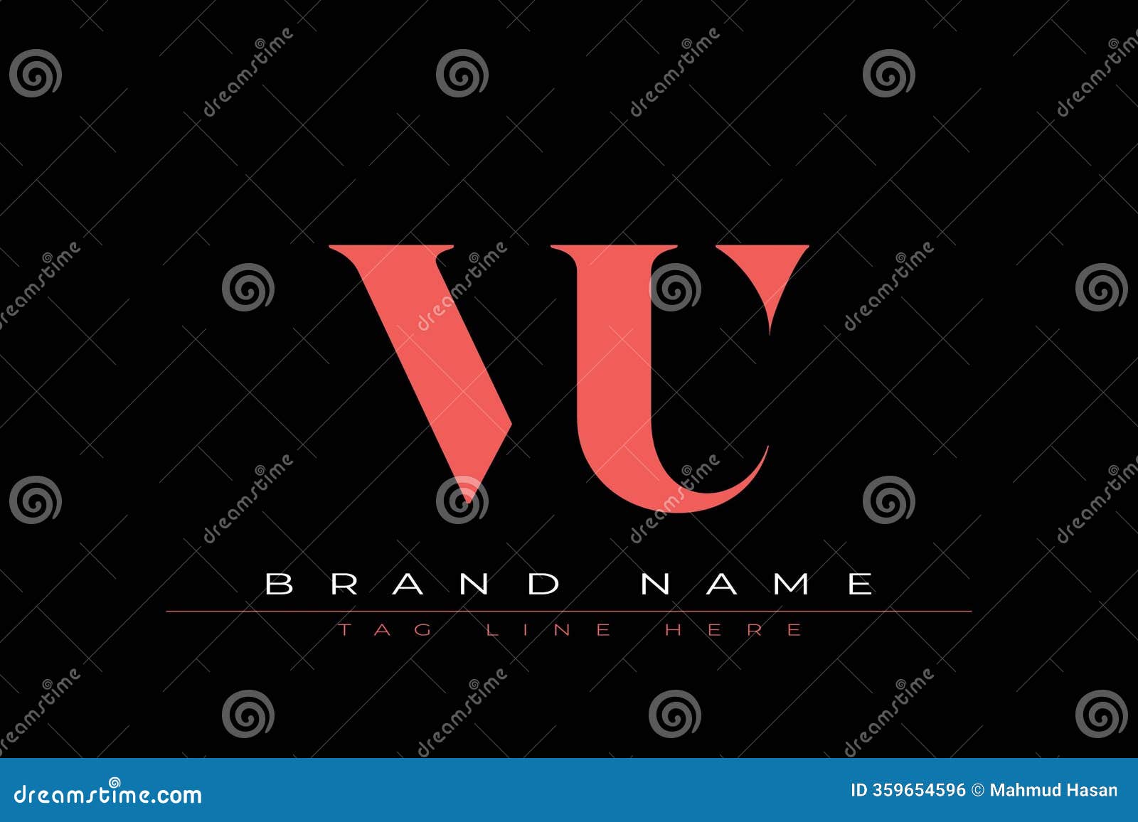 Abstract Letter VU Minimal Logo Design Template Stock Illustration ...