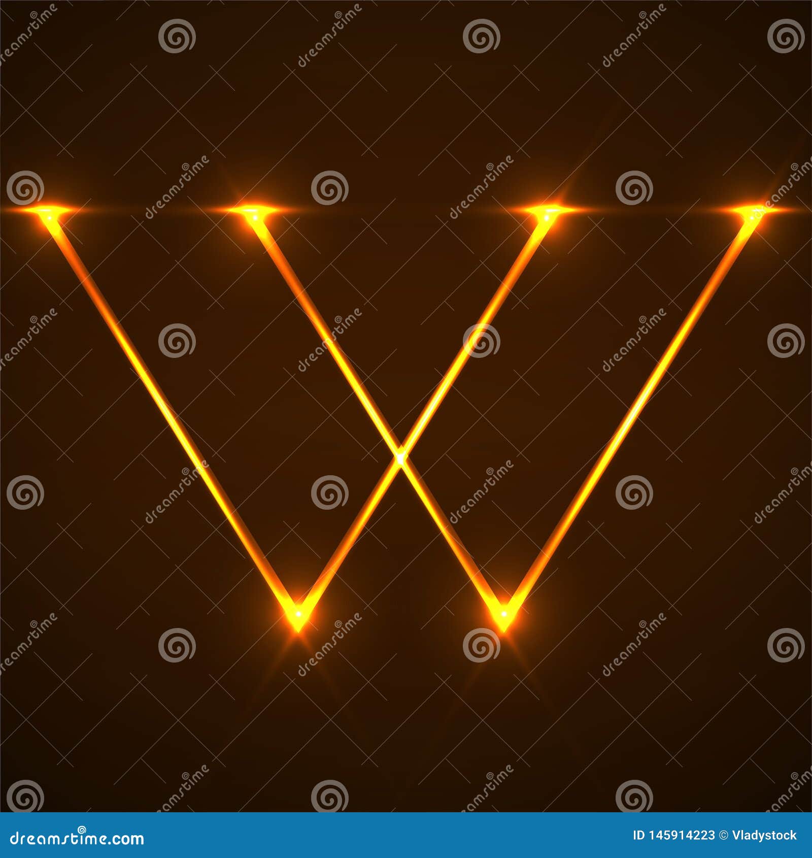 Abstract Letter W with Glowing Lines Stock Vector - Illustration of ...