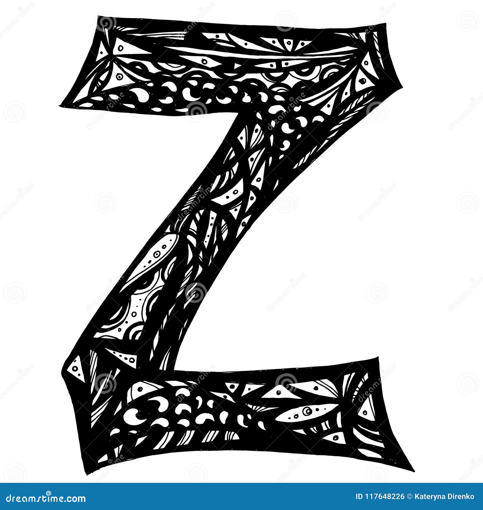 Abstract Letter Z Icon in Doodle Design Style Stock Vector ...