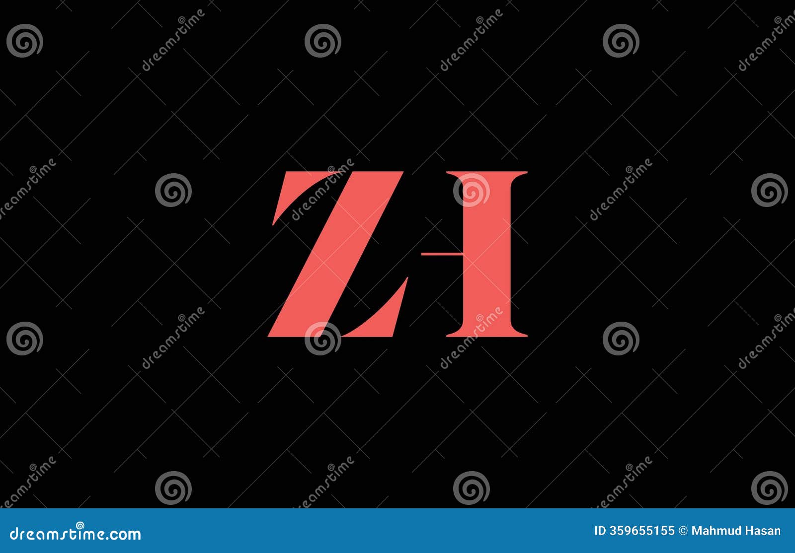 Abstract Letter ZH Minimal Logo Design Template Stock Illustration ...