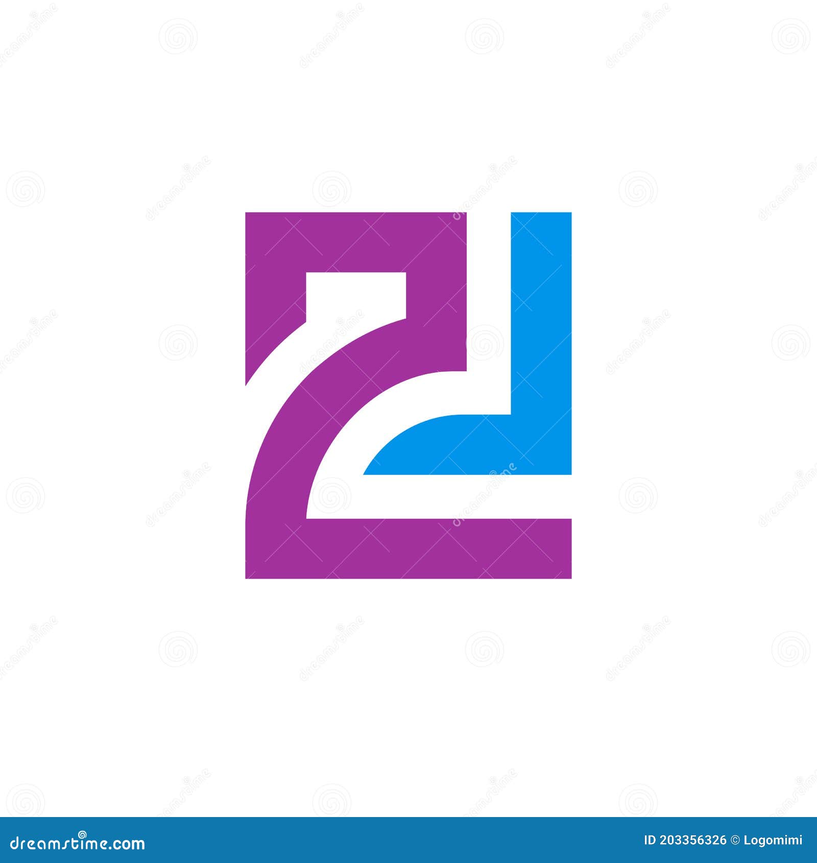Abstract Letter ZL Logo Concept Vector, Square Shape Typography Symbol ...