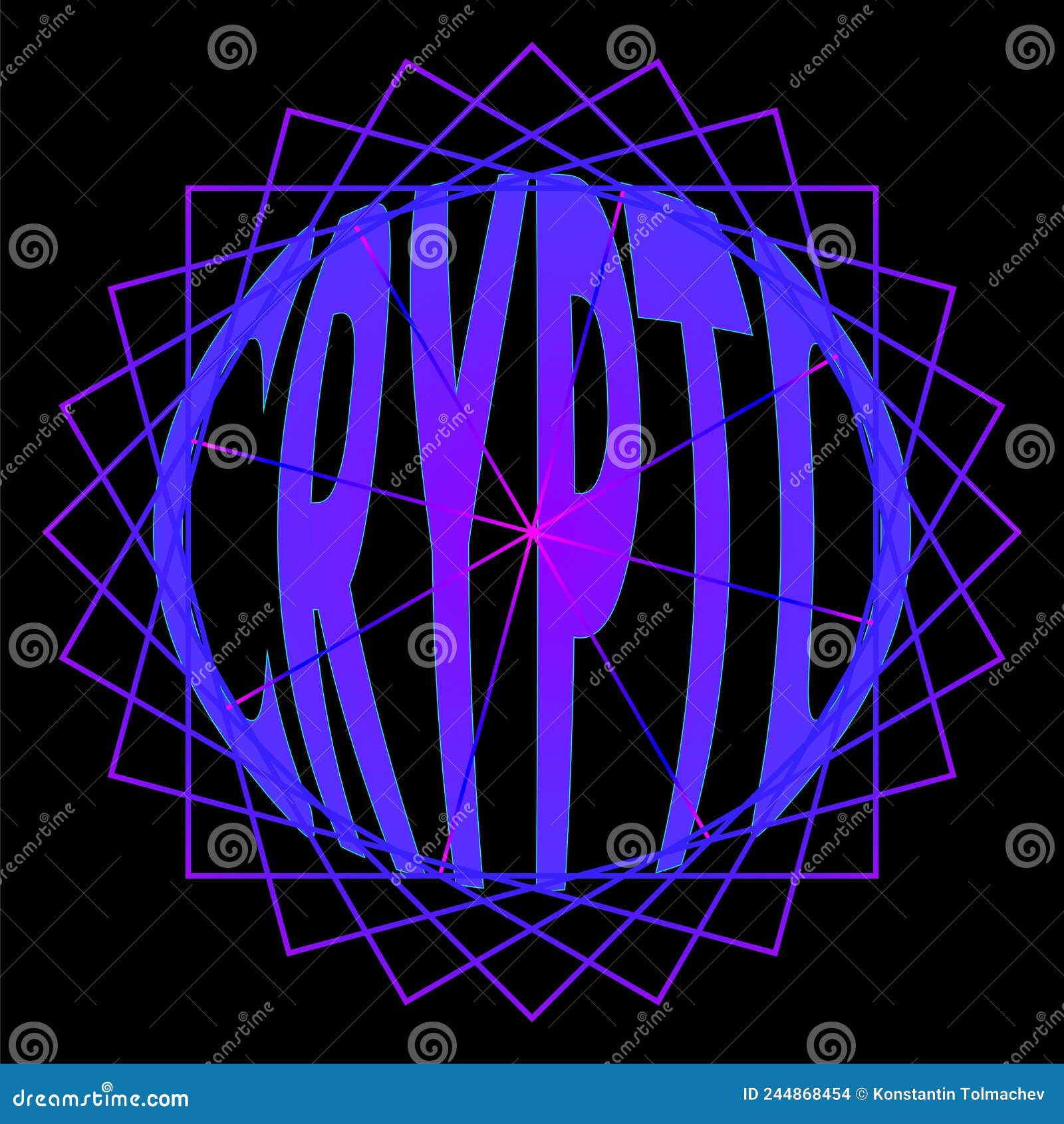 Abstract Lettering of the Crypto Logo on a Dark Background Stock Vector ...