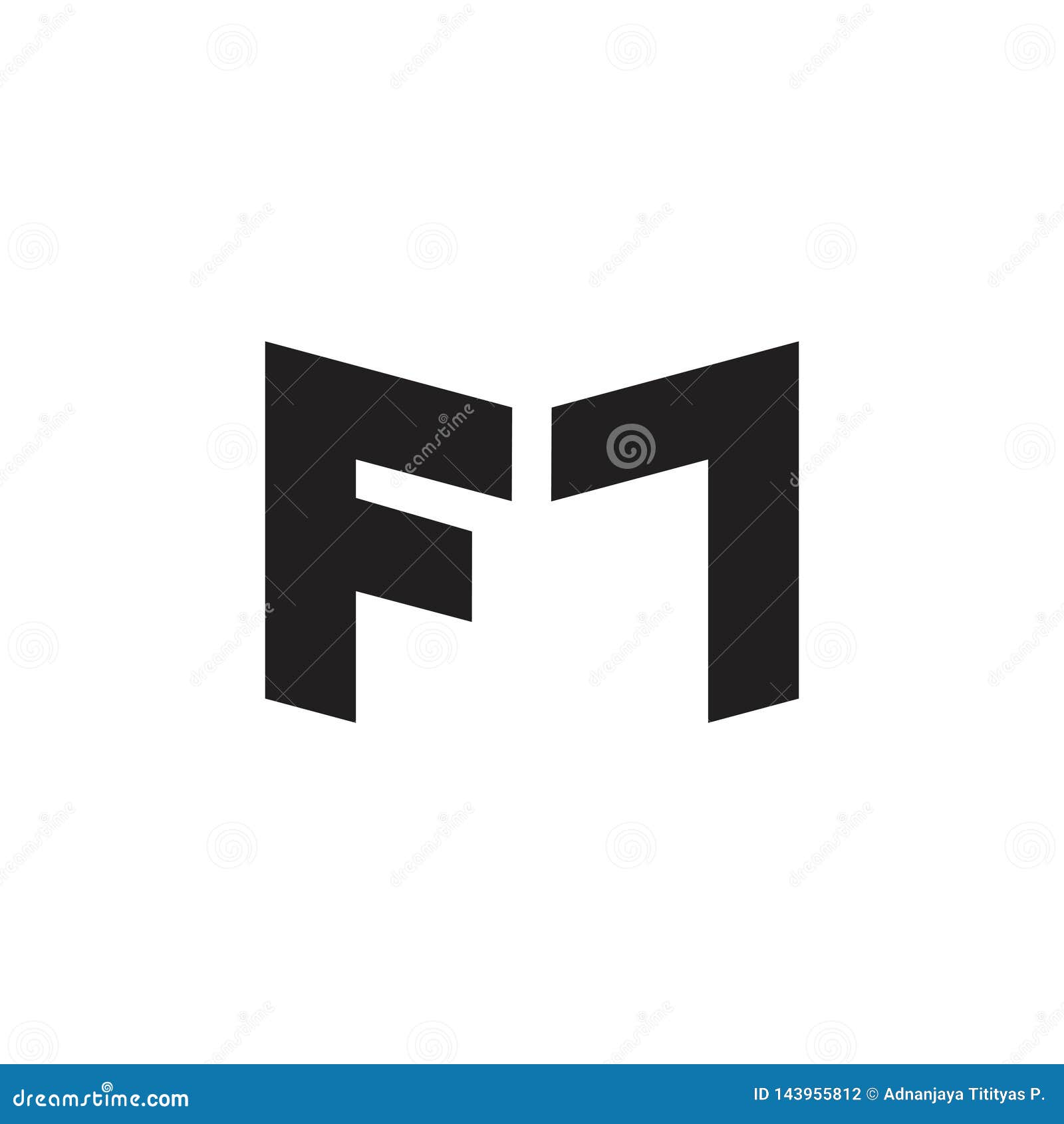 Abstract Letters Fm Simple Geometric Logo Vector Stock Vector ...