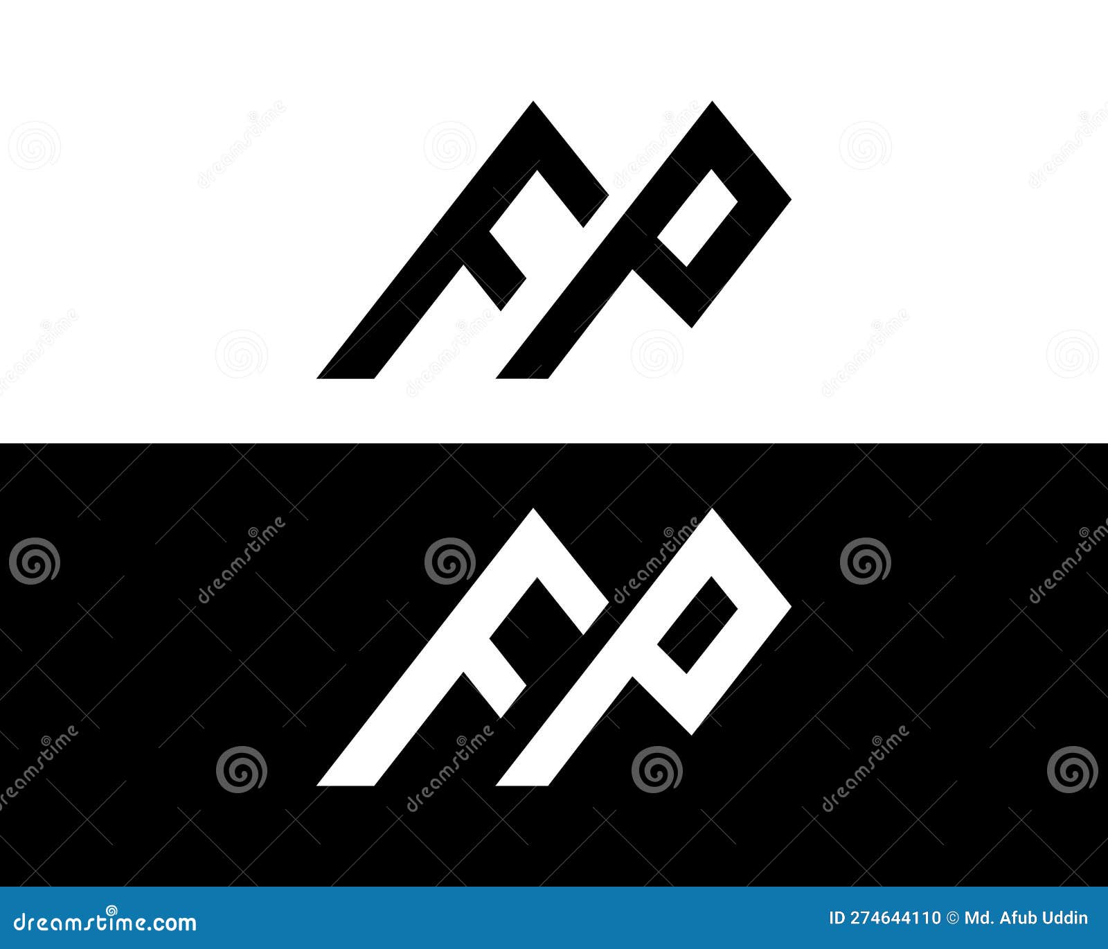 Letters FP Monogram Logo Design Stock Vector - Illustration of text ...