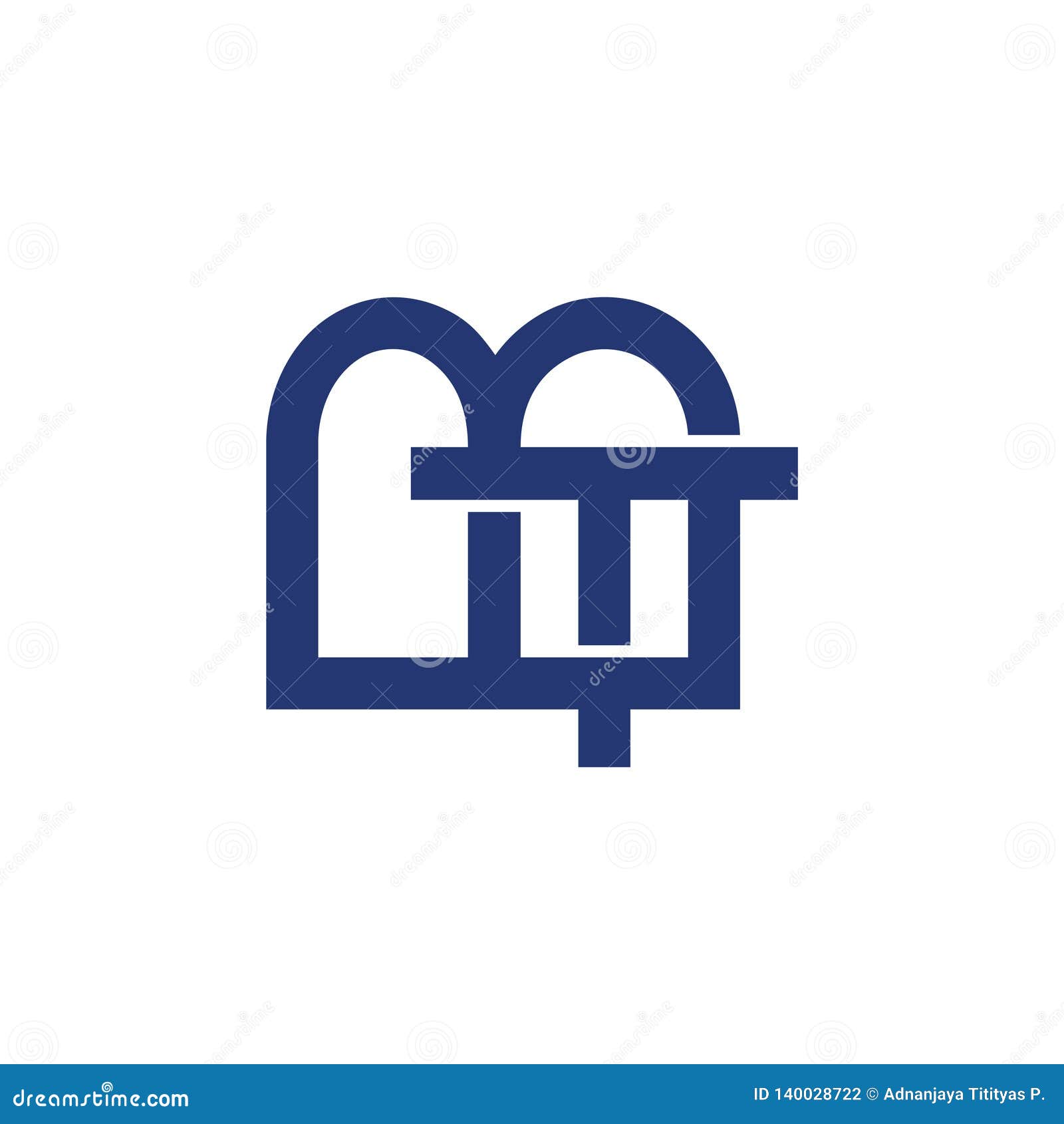 Abstract Letters Mt Simple Linked Geometric Logo Stock Vector ...