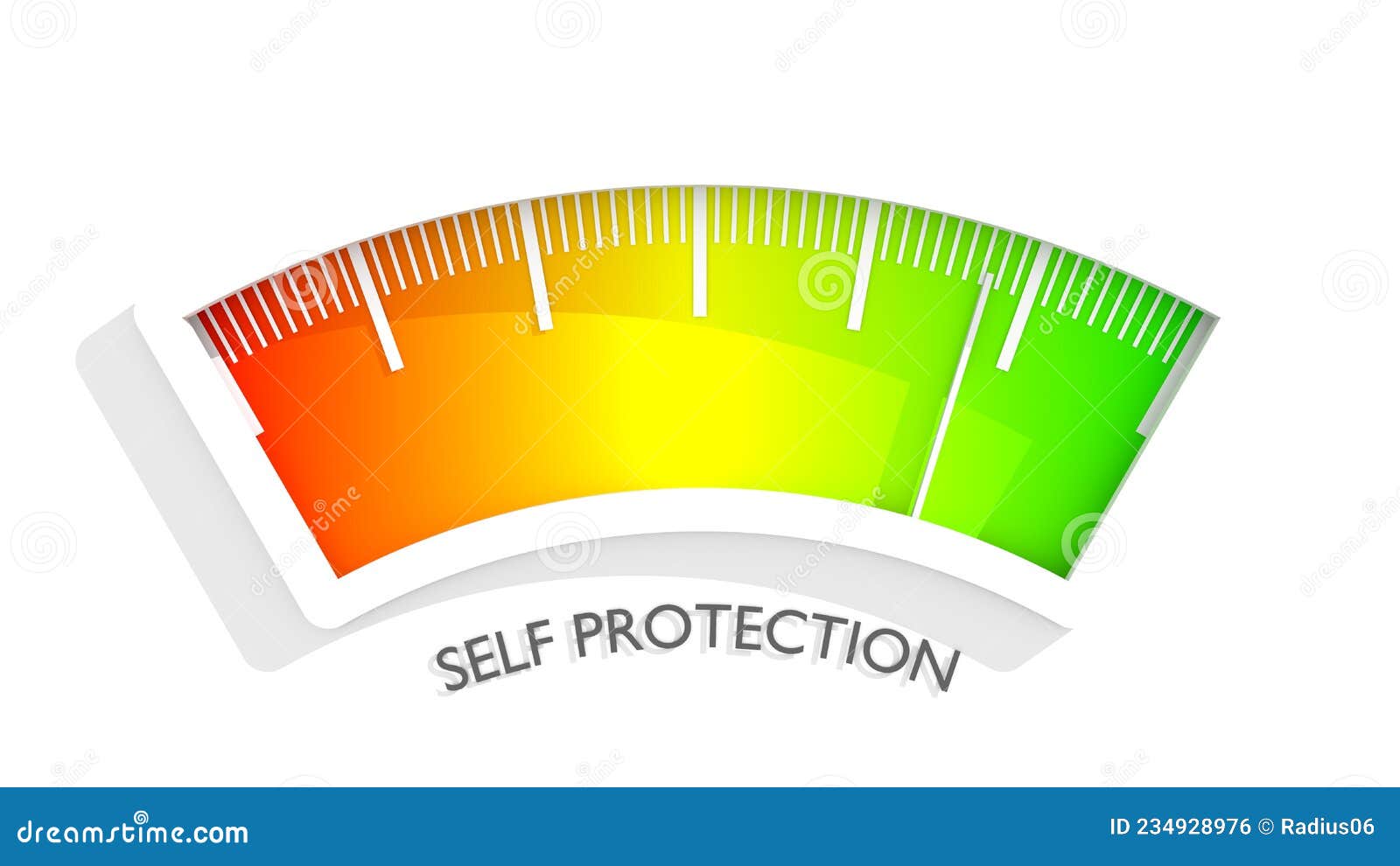 Self Protection Measuring Device with Arrow and Scale. Stock ...