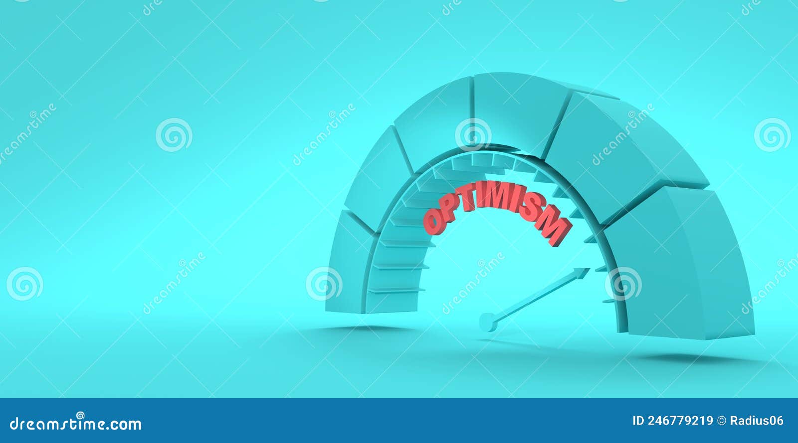 Optimism Measuring Device with Arrow and Scale. 3D Render Stock ...