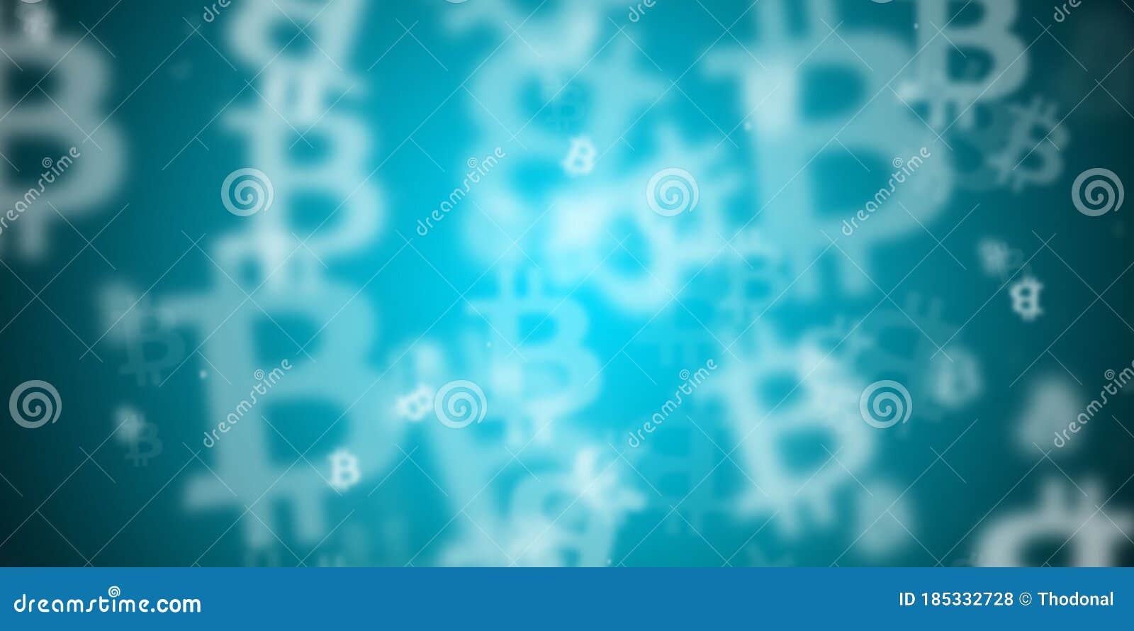 Abstract Light Blue Background with Flying Bitcoin Logos Stock ...
