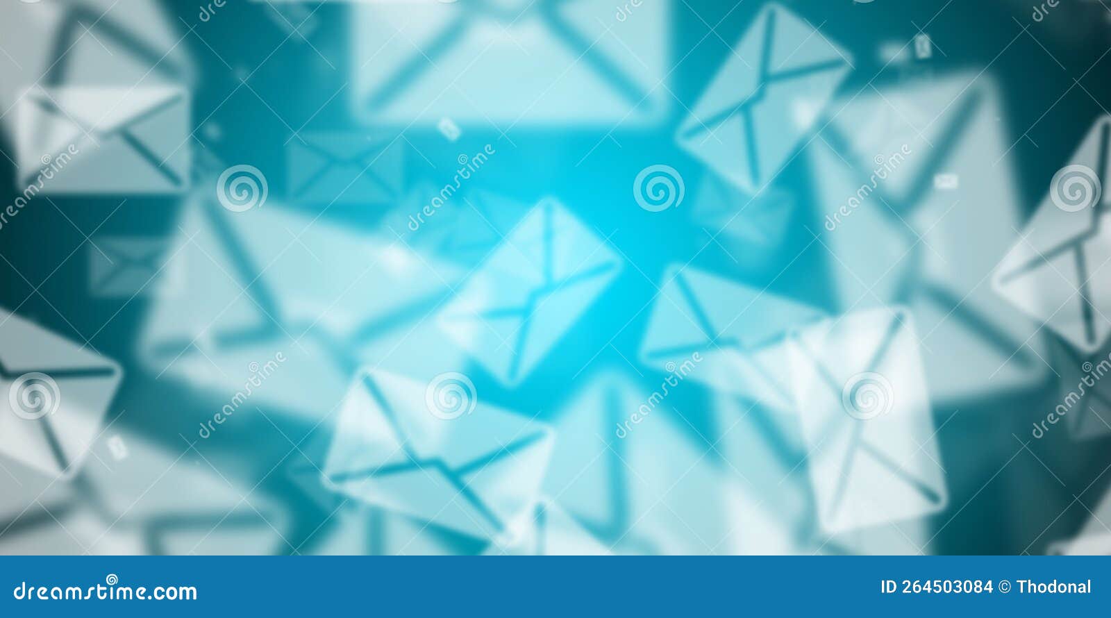 Abstract Light Blue Background with Flying Envelopes Stock Illustration ...