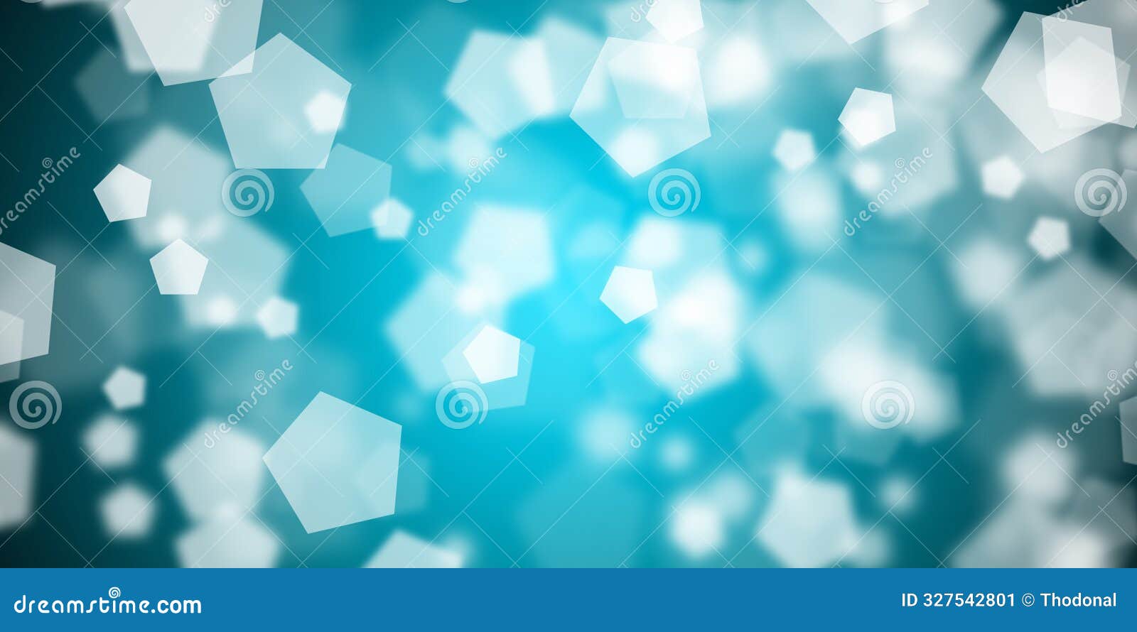 Abstract Light Blue Background with Flying Pentagonal Shapes Stock ...