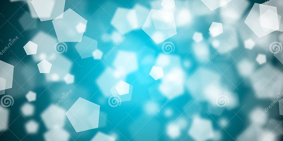 Abstract Light Blue Background with Flying Pentagonal Shapes Stock ...