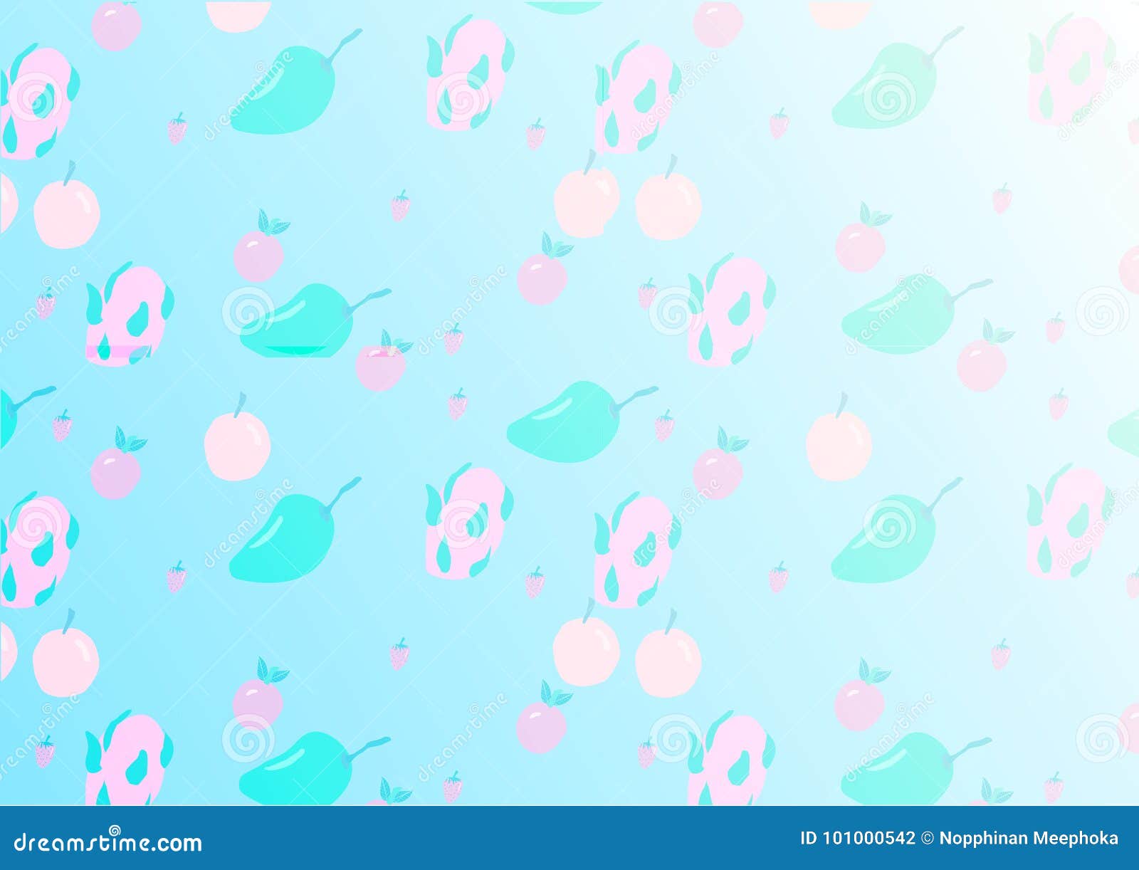 Abstract Light Blue Background and Fruits Pattern Stock Vector ...