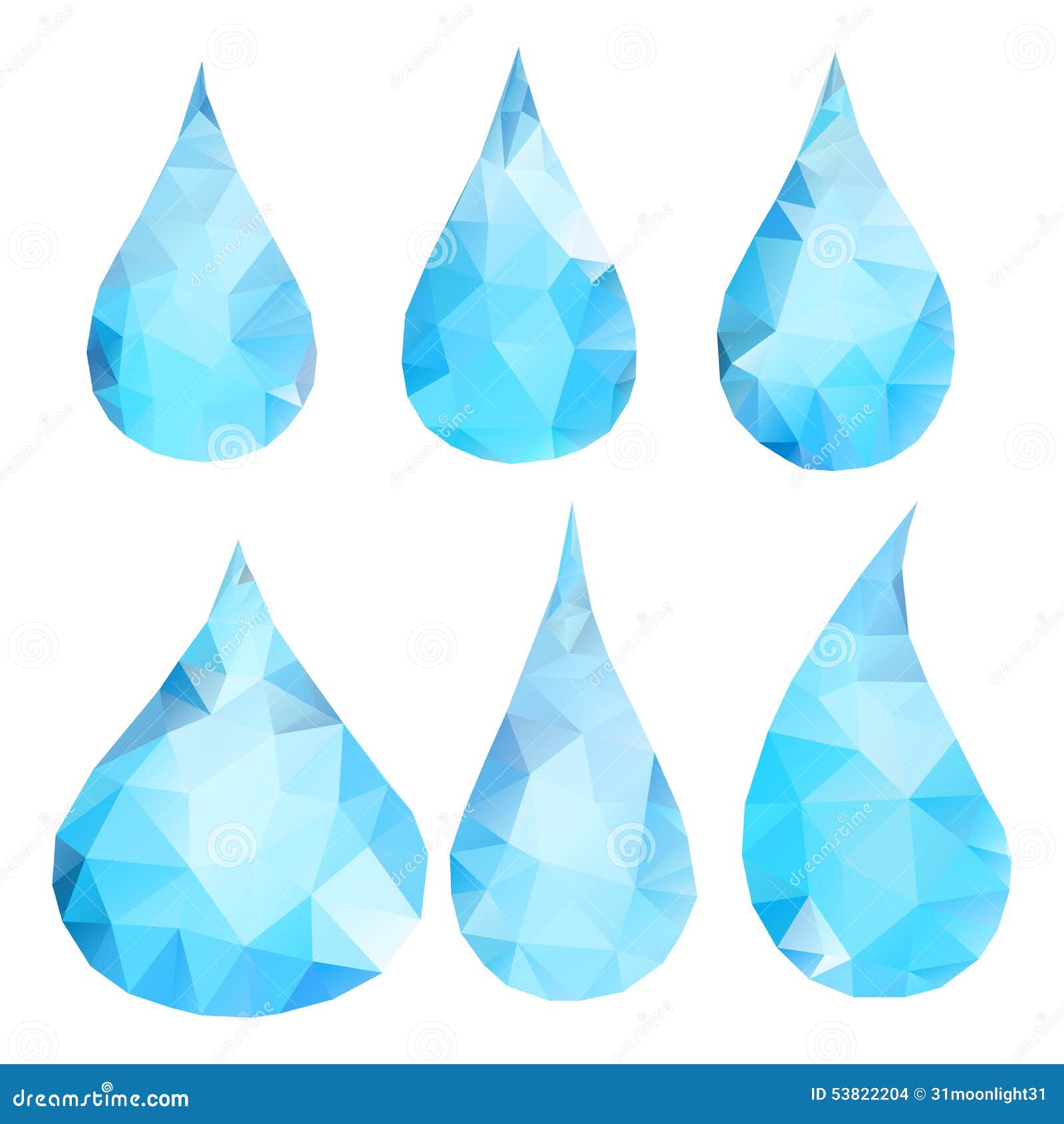 Abstract Light Blue Drops Consisting of Triangles Stock Vector ...