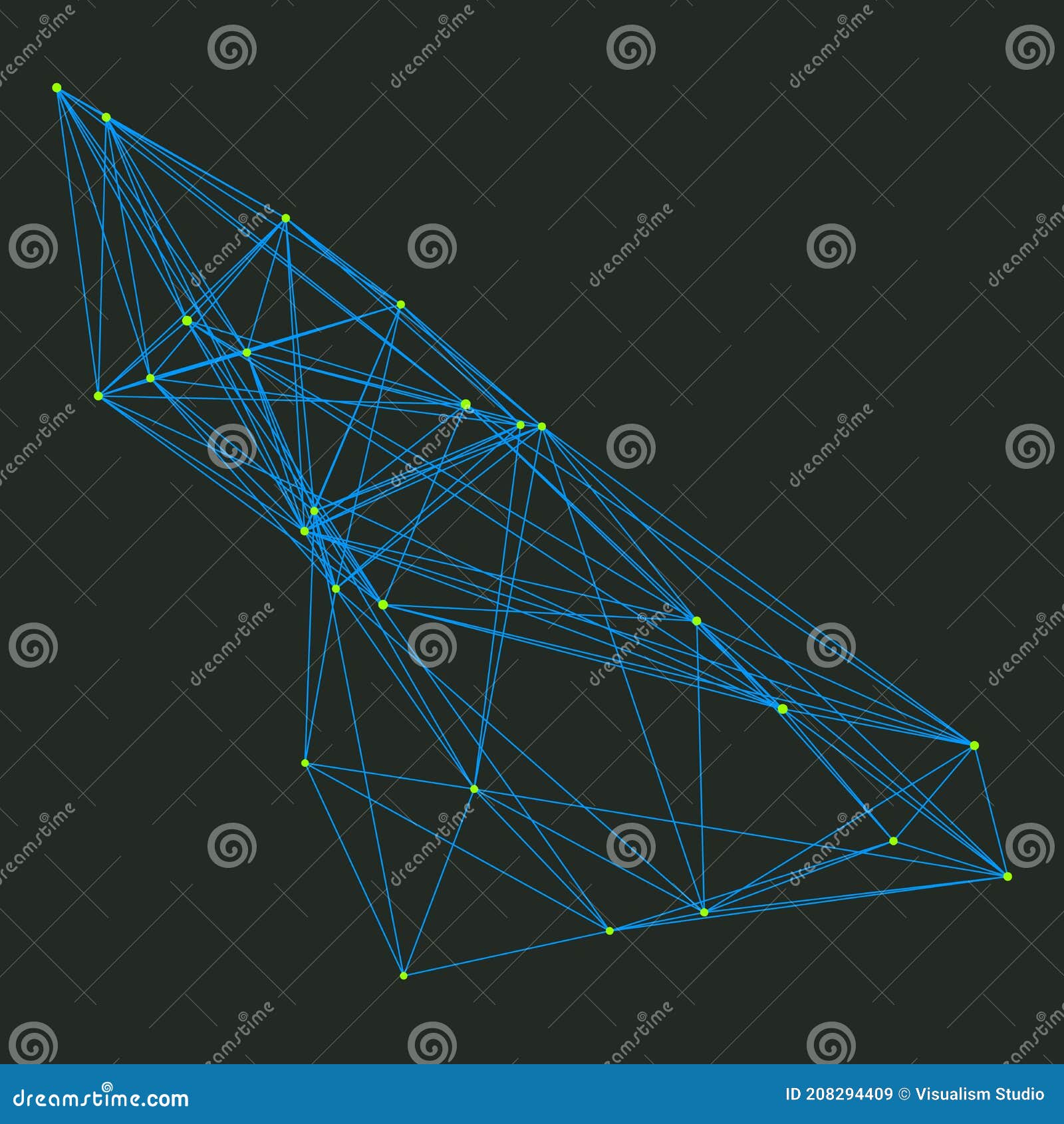 Abstract Light Blue Fantasy Node Dark Polygonal Space with Dots and ...