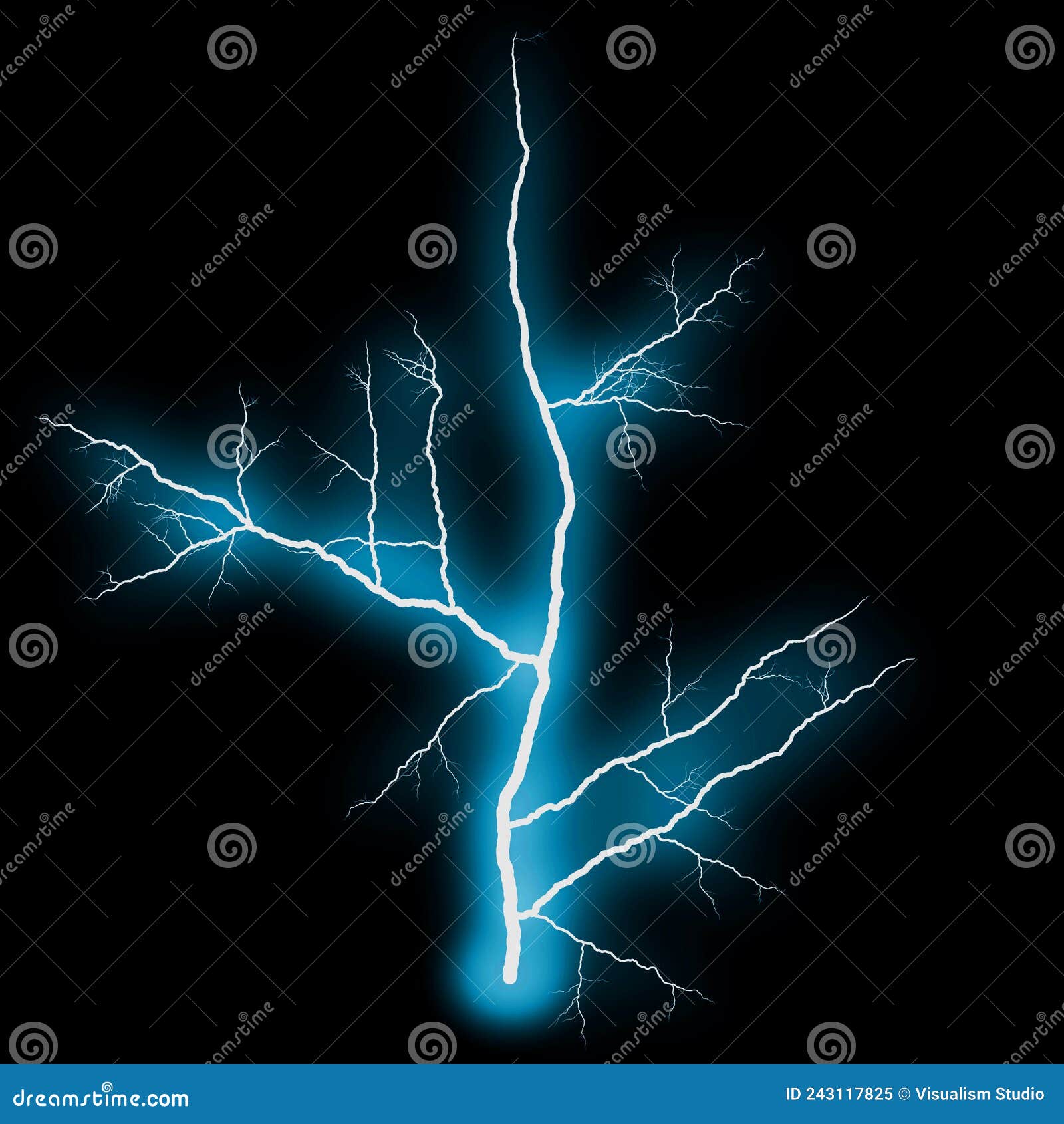 Abstract Light Blue Lighting Natural Thunder Realistic Magic Overlay ...