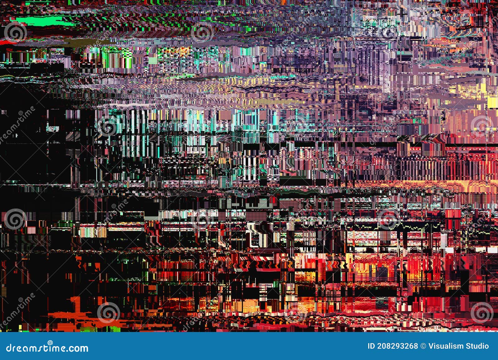 Abstract Light Blue and Orange Glitch Error Video Damage Noise ...