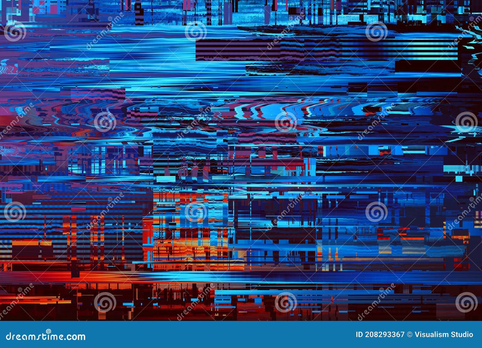 Abstract Light Blue and Orange Glitch Error Video Damage Noise ...