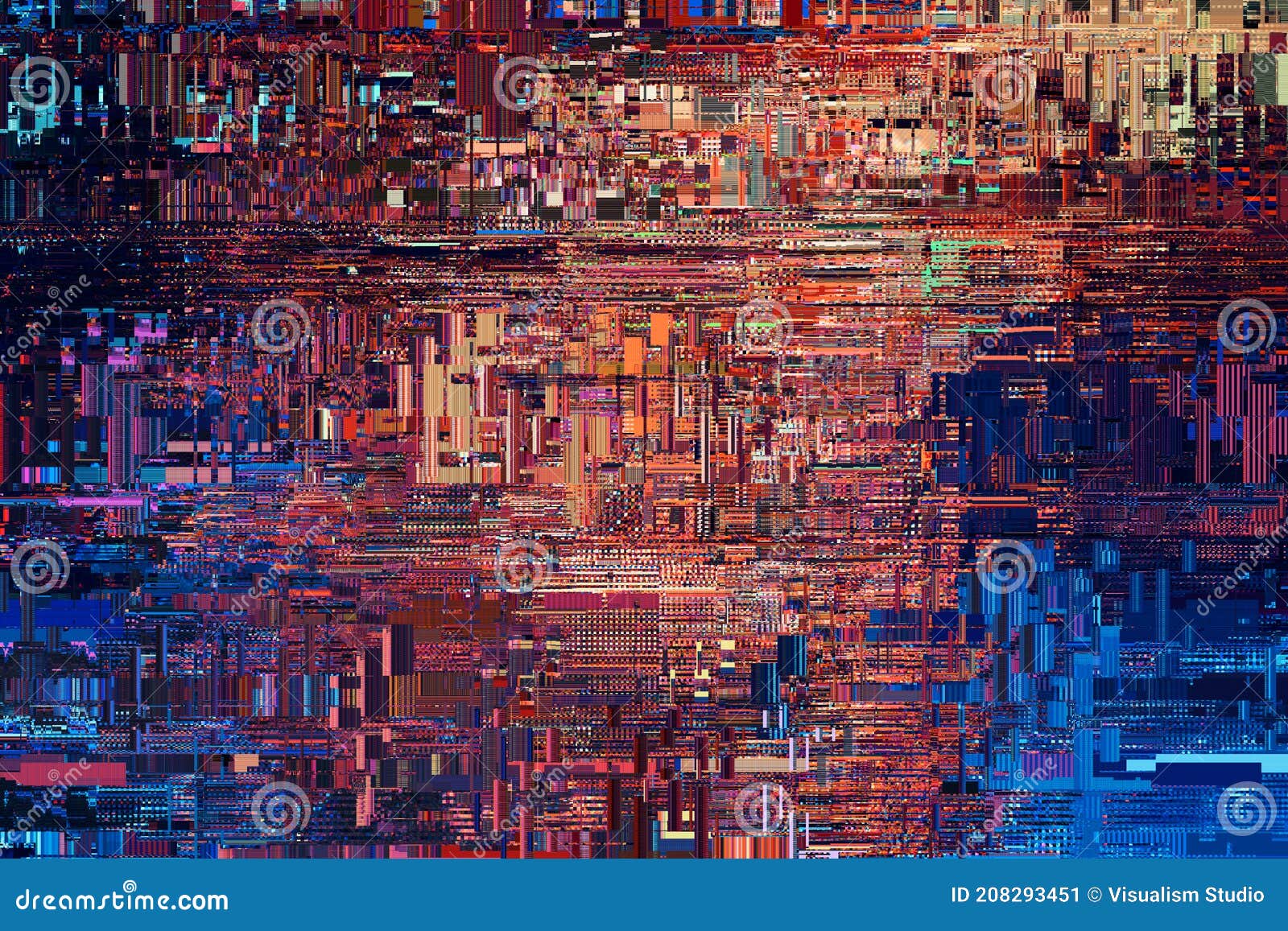 Abstract Light Blue and Orange Glitch Error Video Damage Noise ...