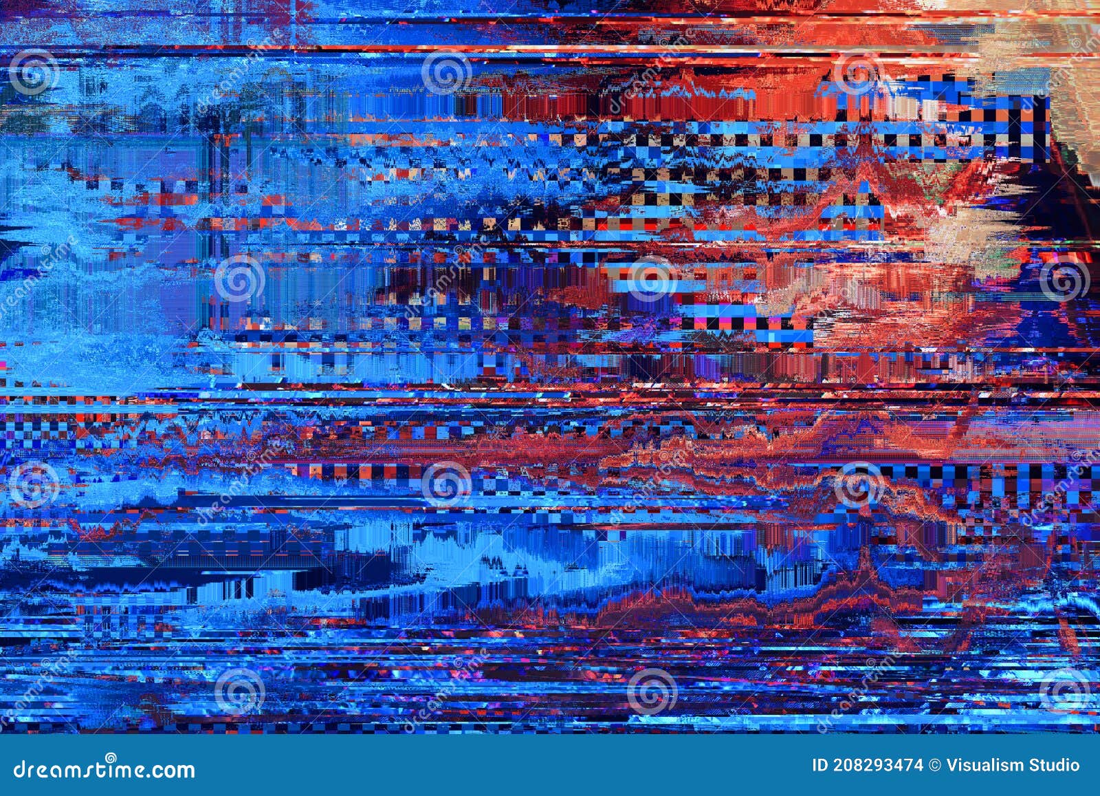 Abstract Light Blue and Orange Glitch Error Video Damage Noise ...