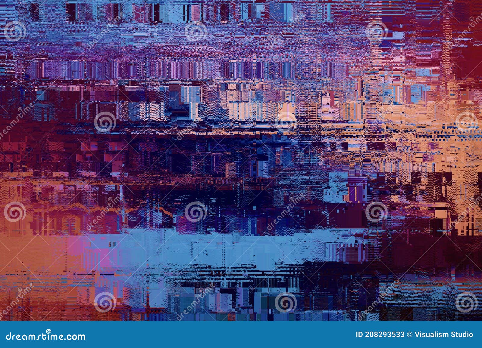 Abstract Light Blue and Orange Glitch Error Video Damage Noise ...