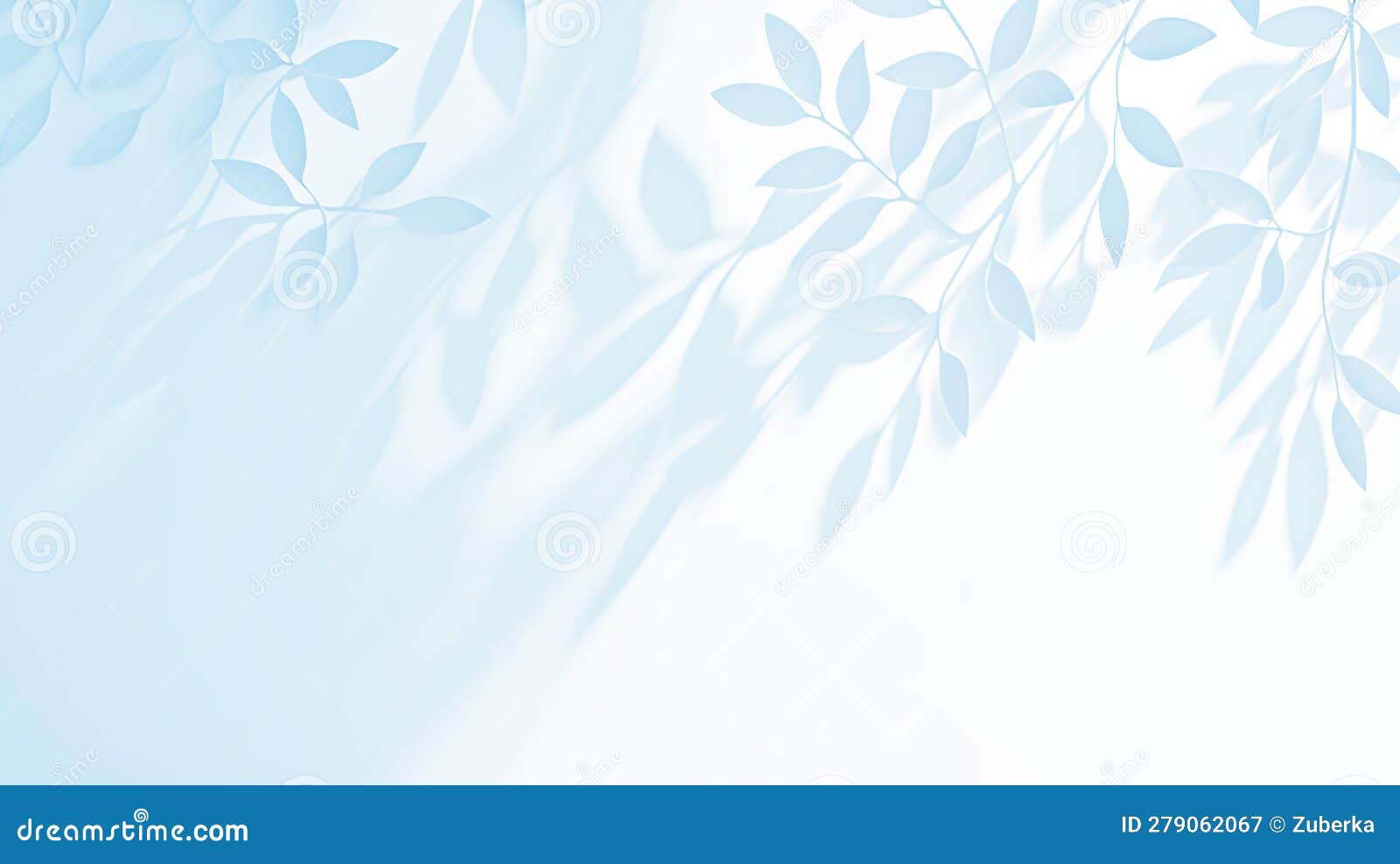Abstract Light Blue Shadow Background of Leaves on White Wall Stock ...