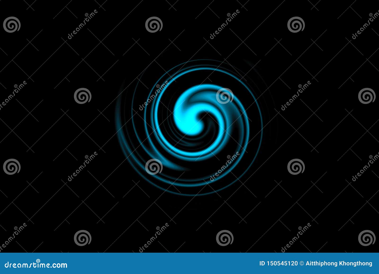Abstract Light Blue Spiral Circle on Black Background Stock ...