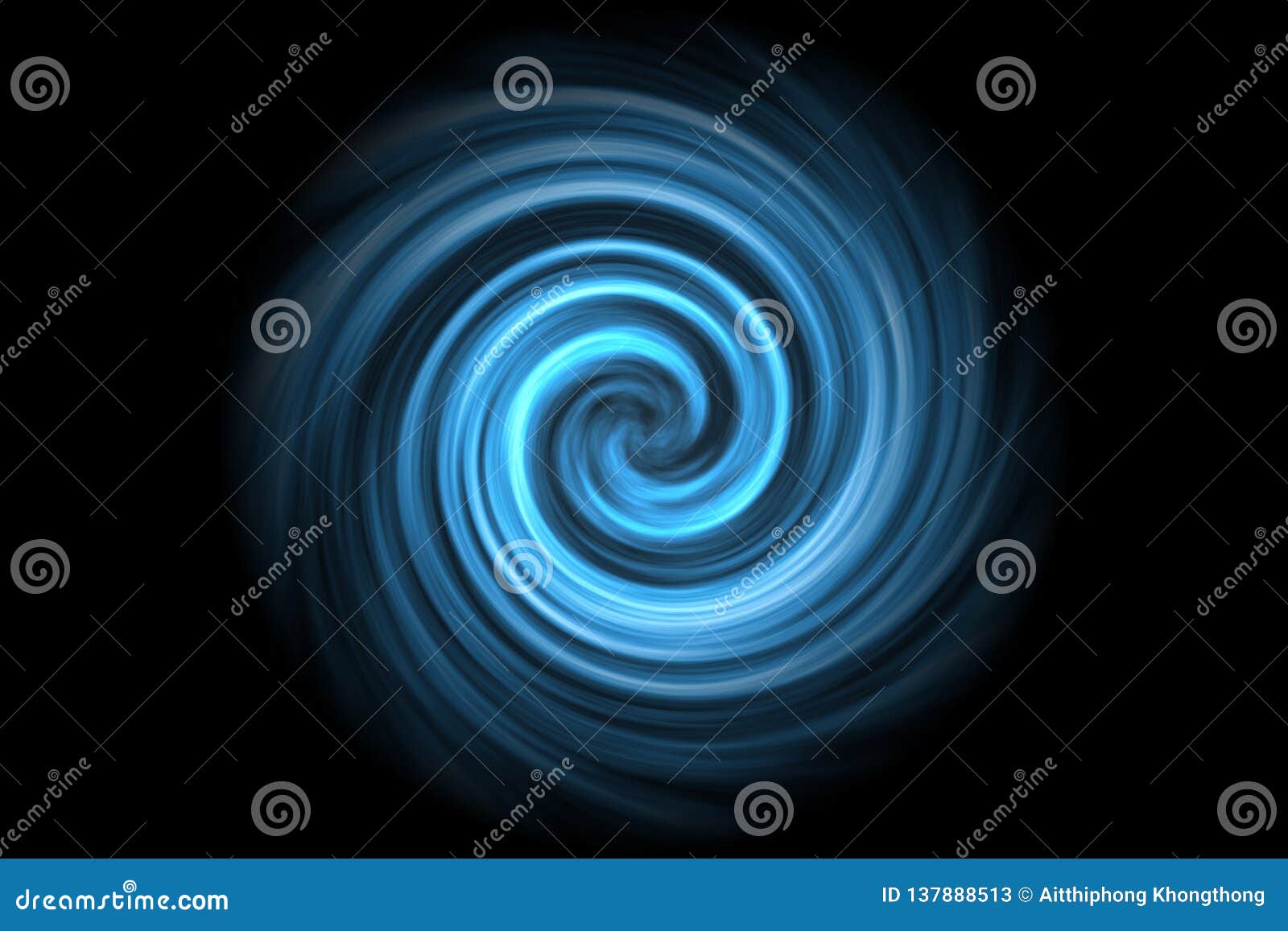 Abstract Light Blue Spiral Smoke on Black Background Stock Illustration ...