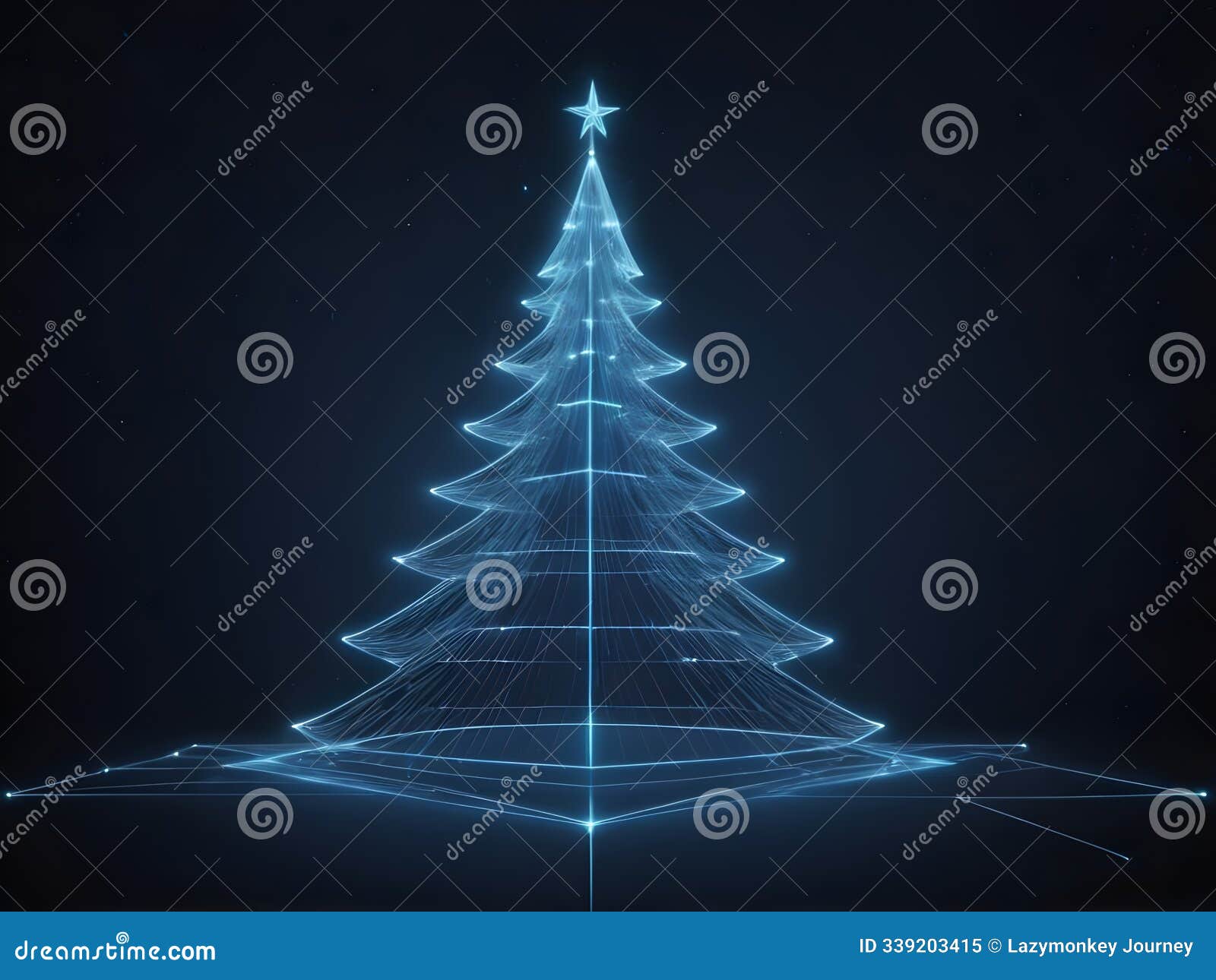 Abstract Light Border Wireframe Virtual a Christmas Tree Design with ...
