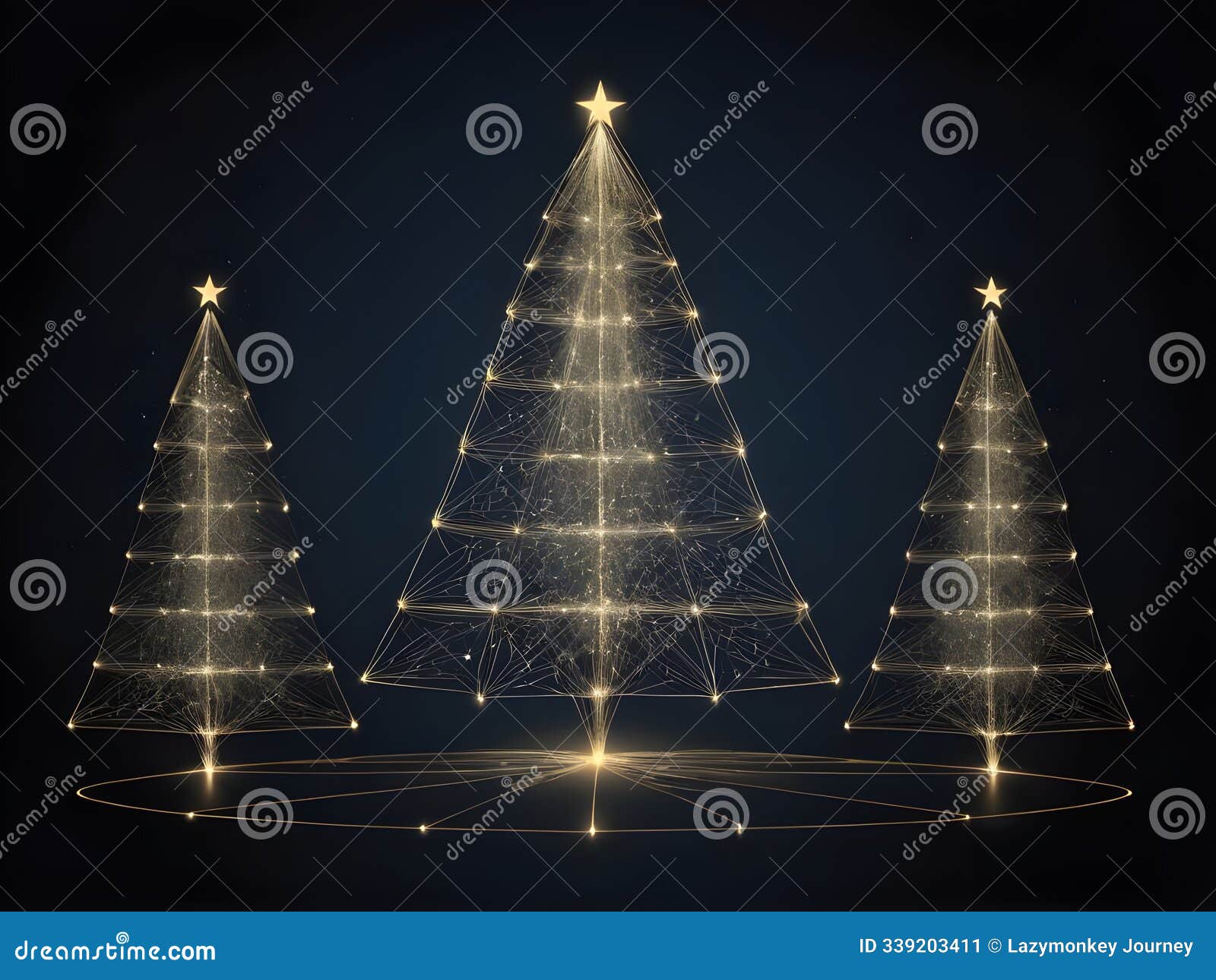 Abstract Light Border Wireframe Virtual Christmas Tree Design with ...