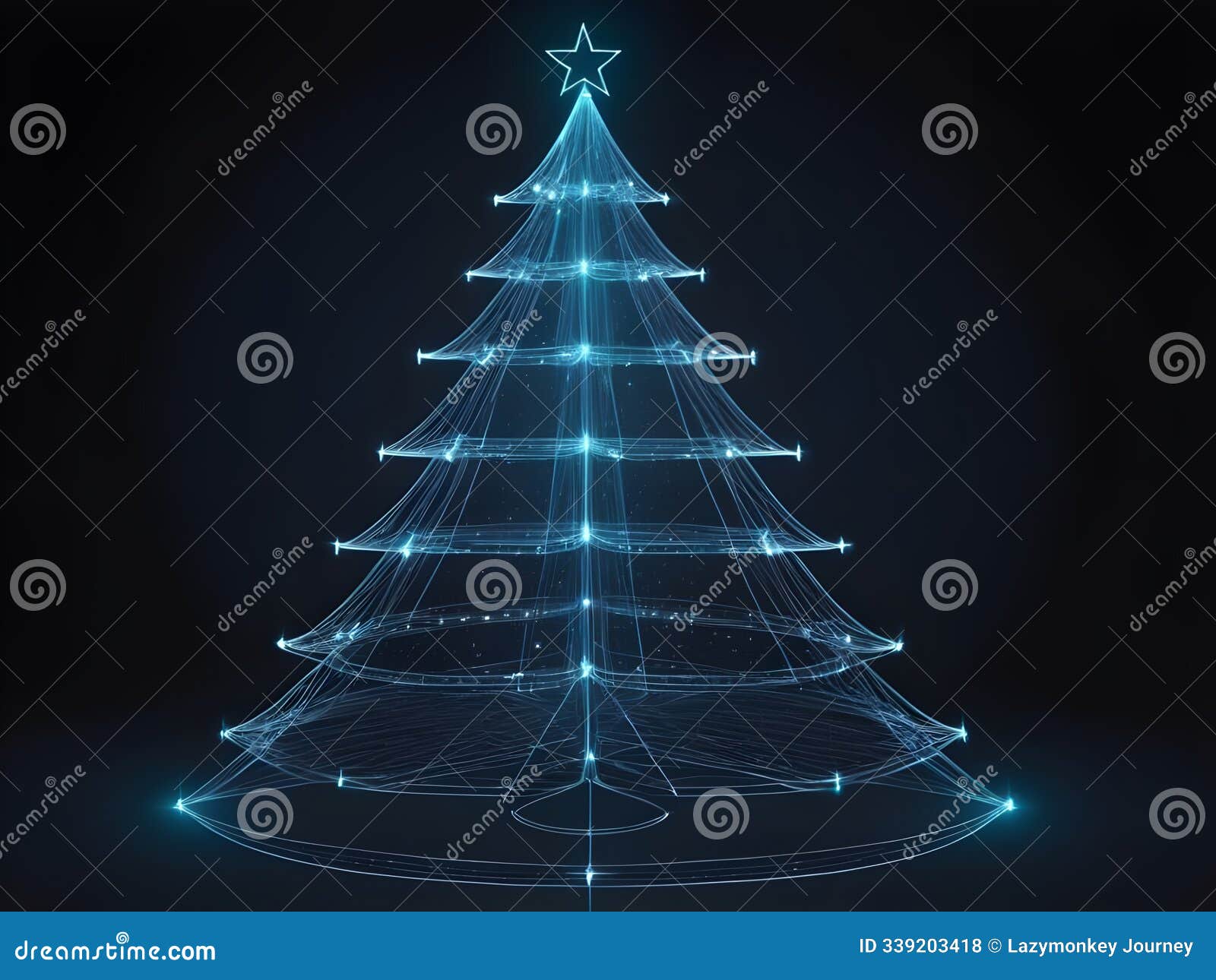 Abstract Light Border Wireframe Virtual a Christmas Tree Design with ...