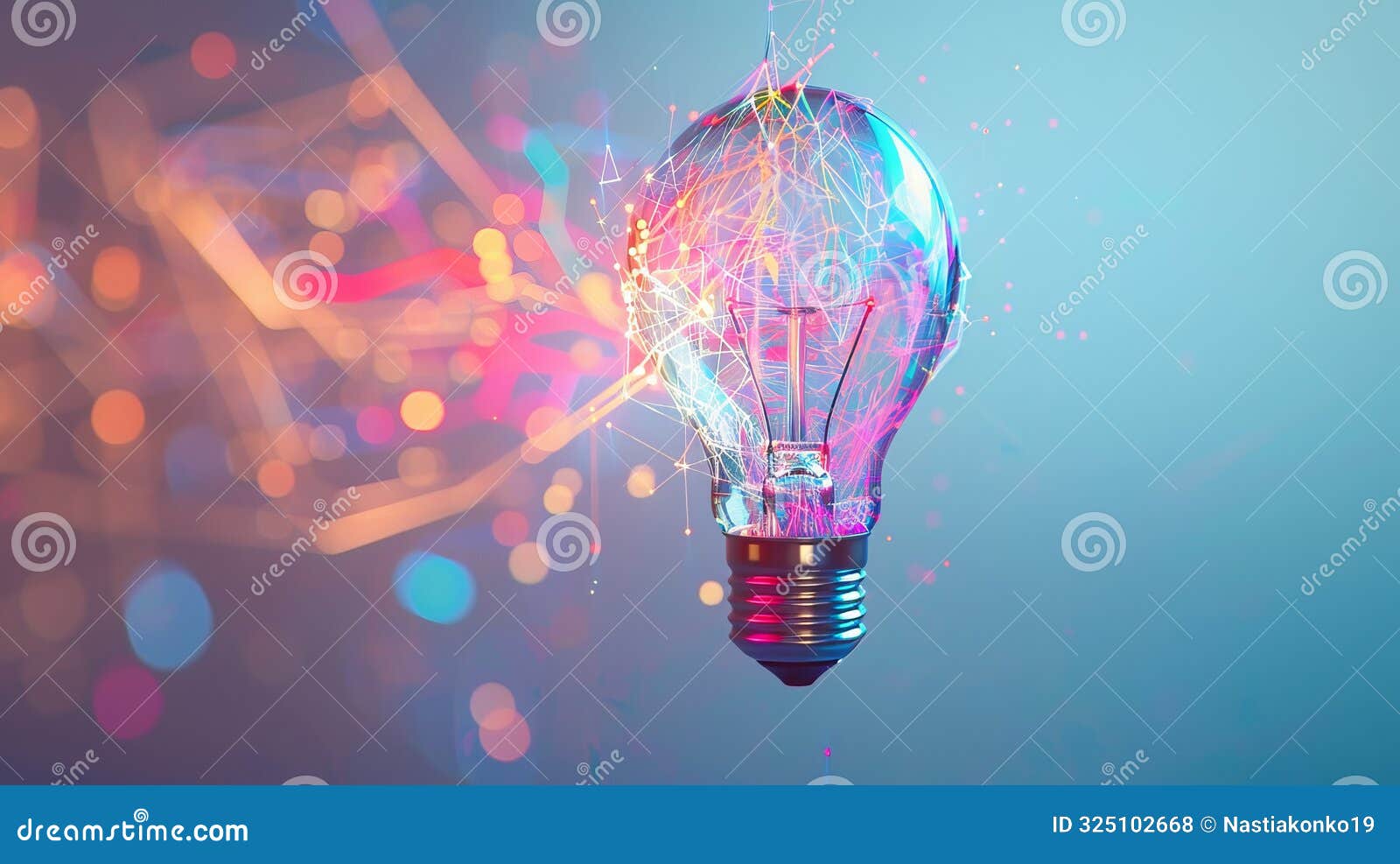 Abstract Light Bulb with Digital Network Connections, Creative ...