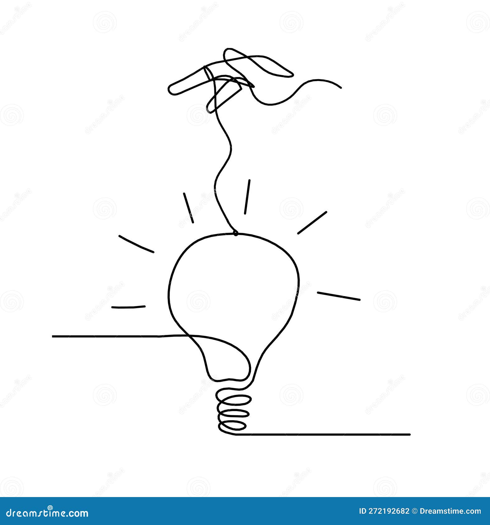 Abstract Light Bulb with Hand As Line Drawing on White Stock ...