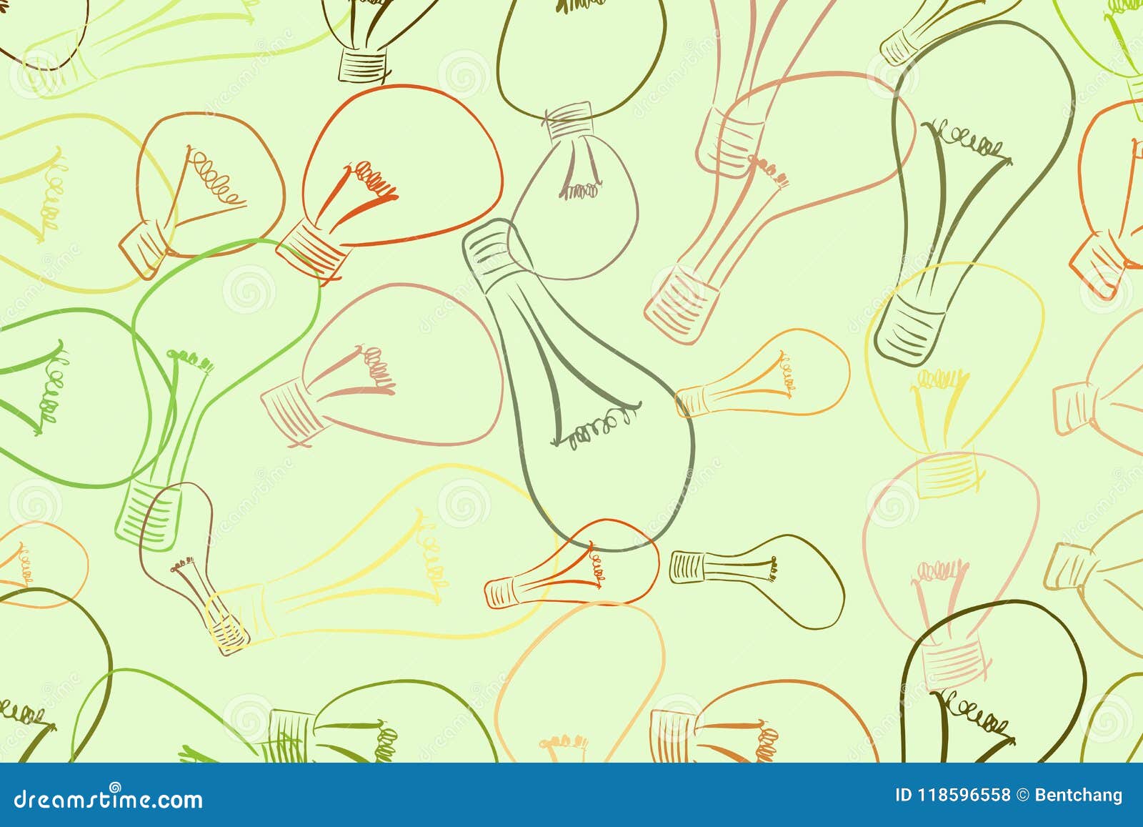 Abstract Light Bulb Illustrations Background. Sketch, Digital, Art ...