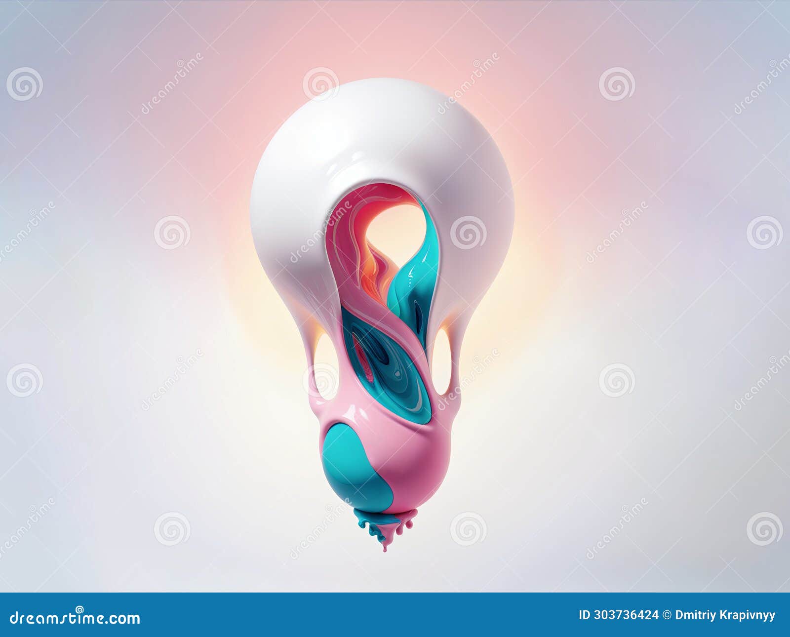 Abstract Light Bulb with Colorful Swirls Stock Illustration ...