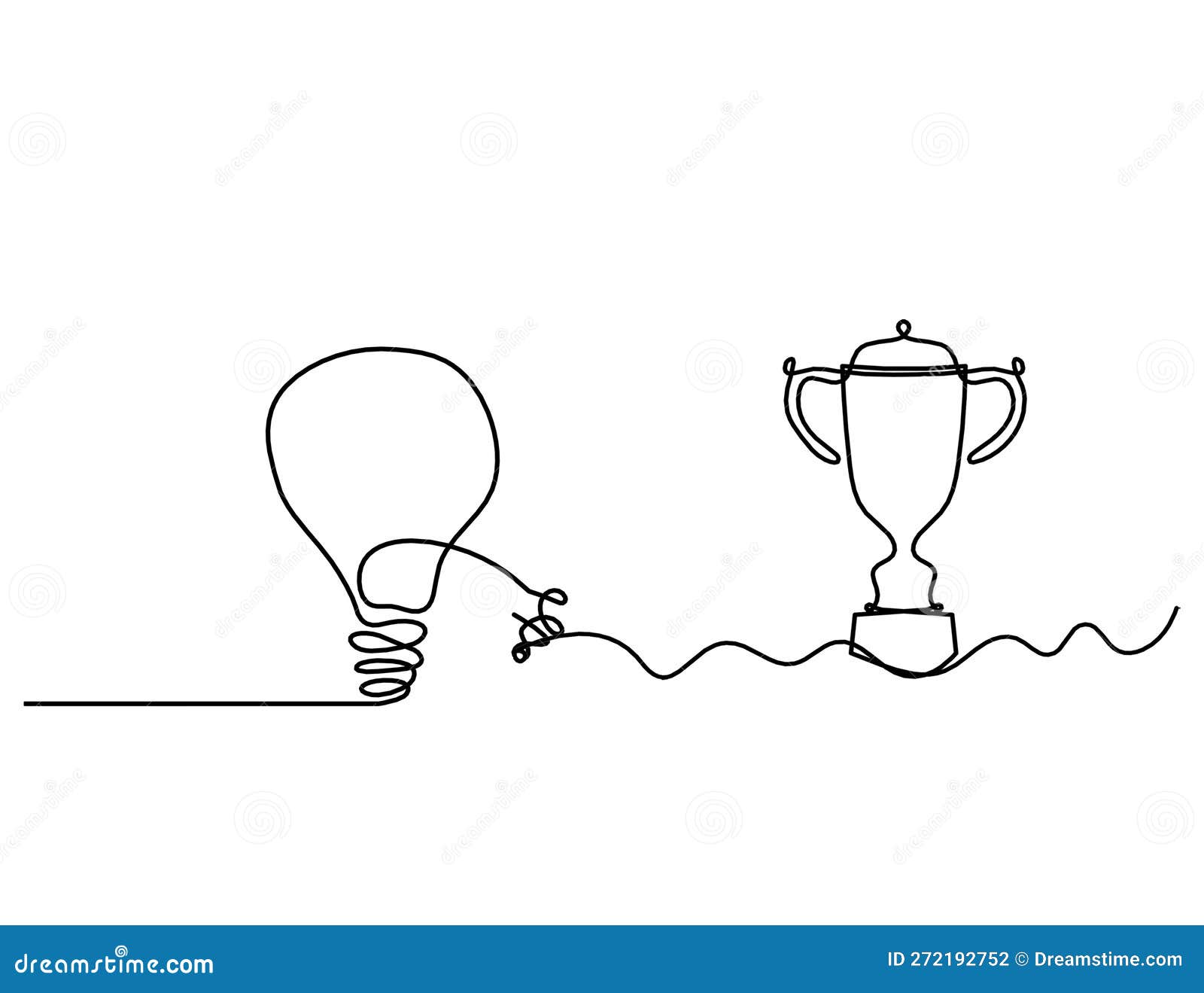 Abstract Light Bulb with Trophy As Line Drawing on White Stock ...