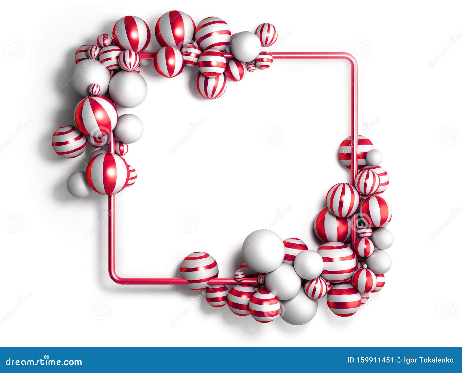 Abstract Light Color Frame As Background with Striped Elegant Balls 3d ...