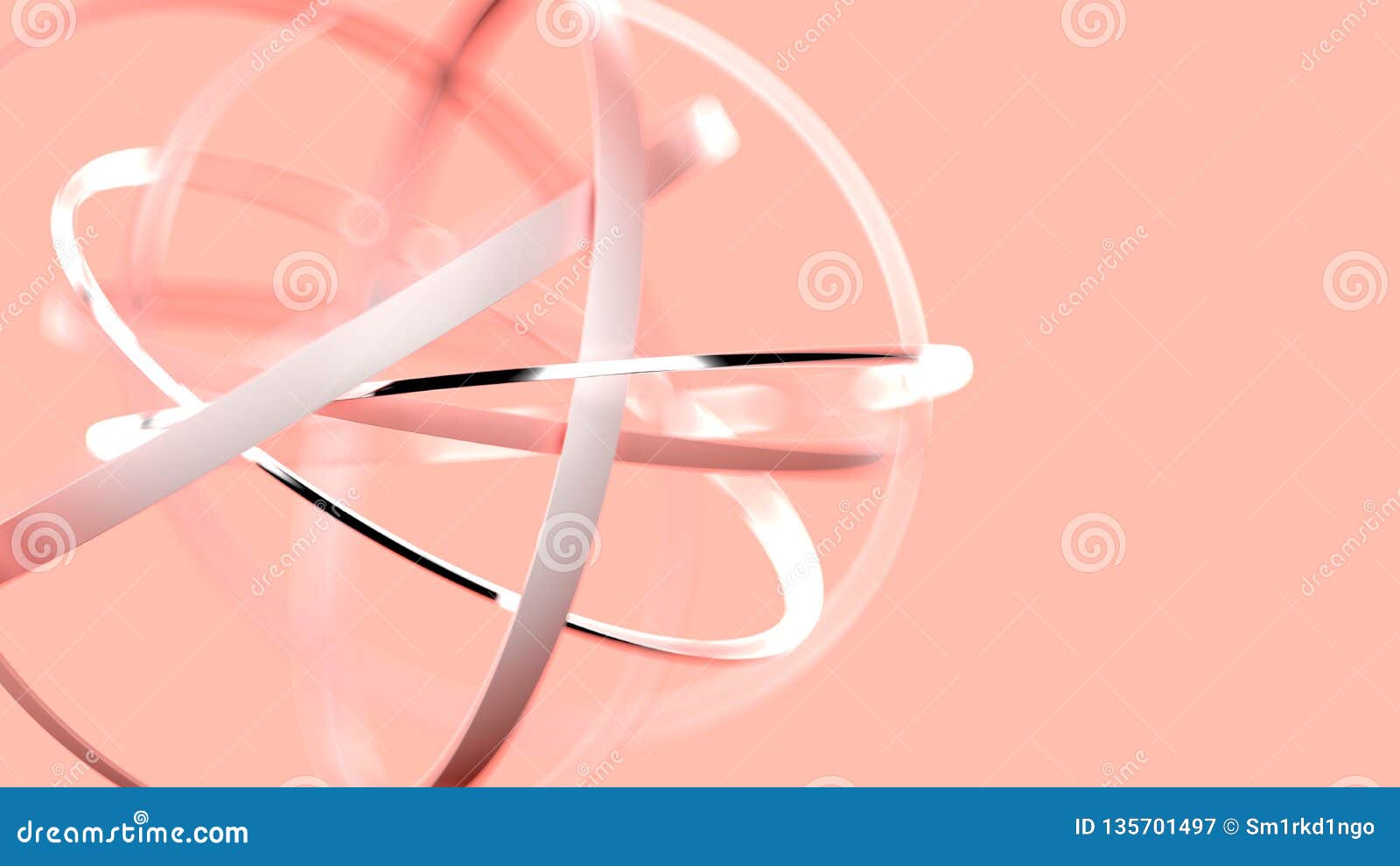 Abstract Light Coral and Metallic Rings. Coral Color Concept Stock ...