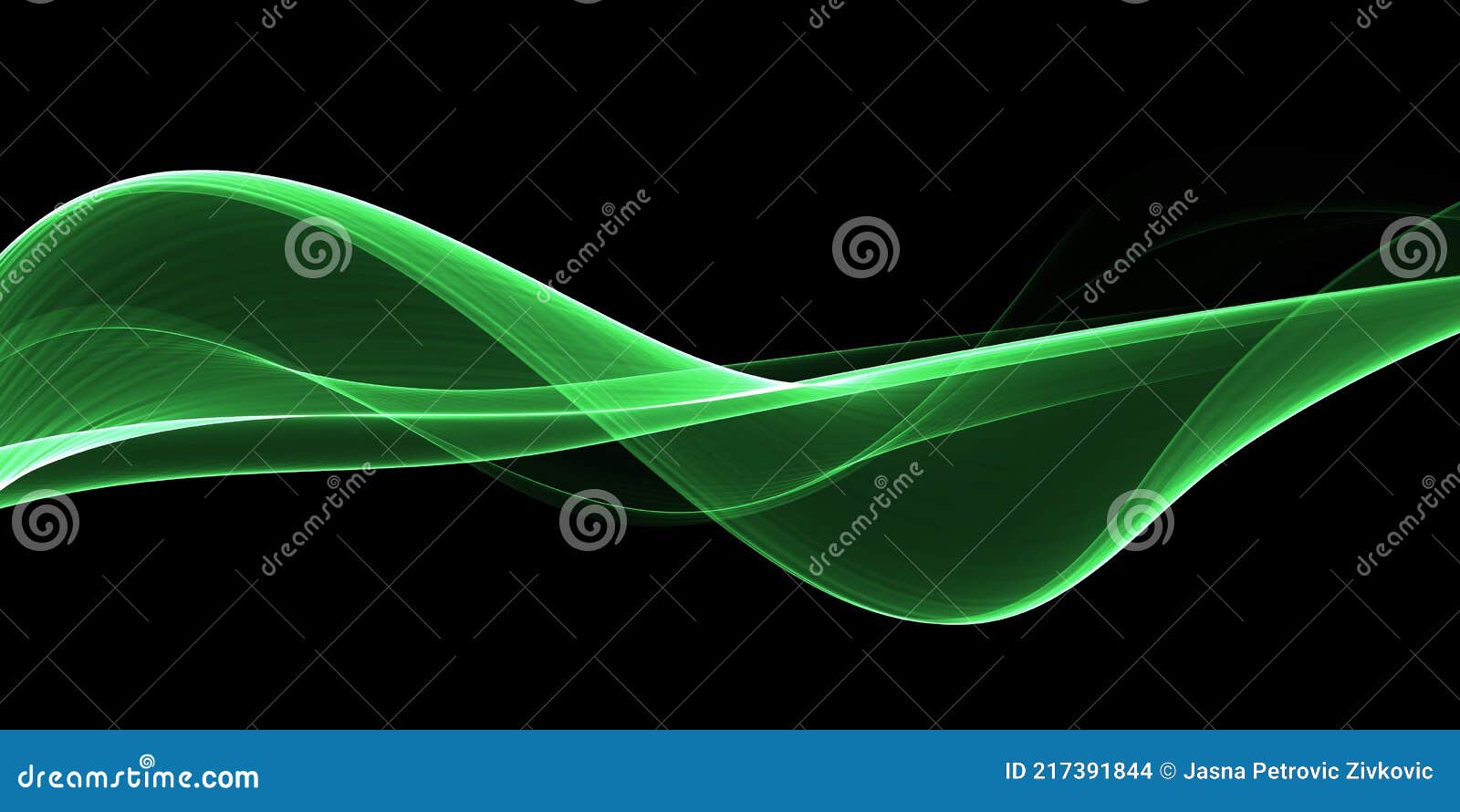 Abstract Light Green Wave on Black Background Stock Illustration ...