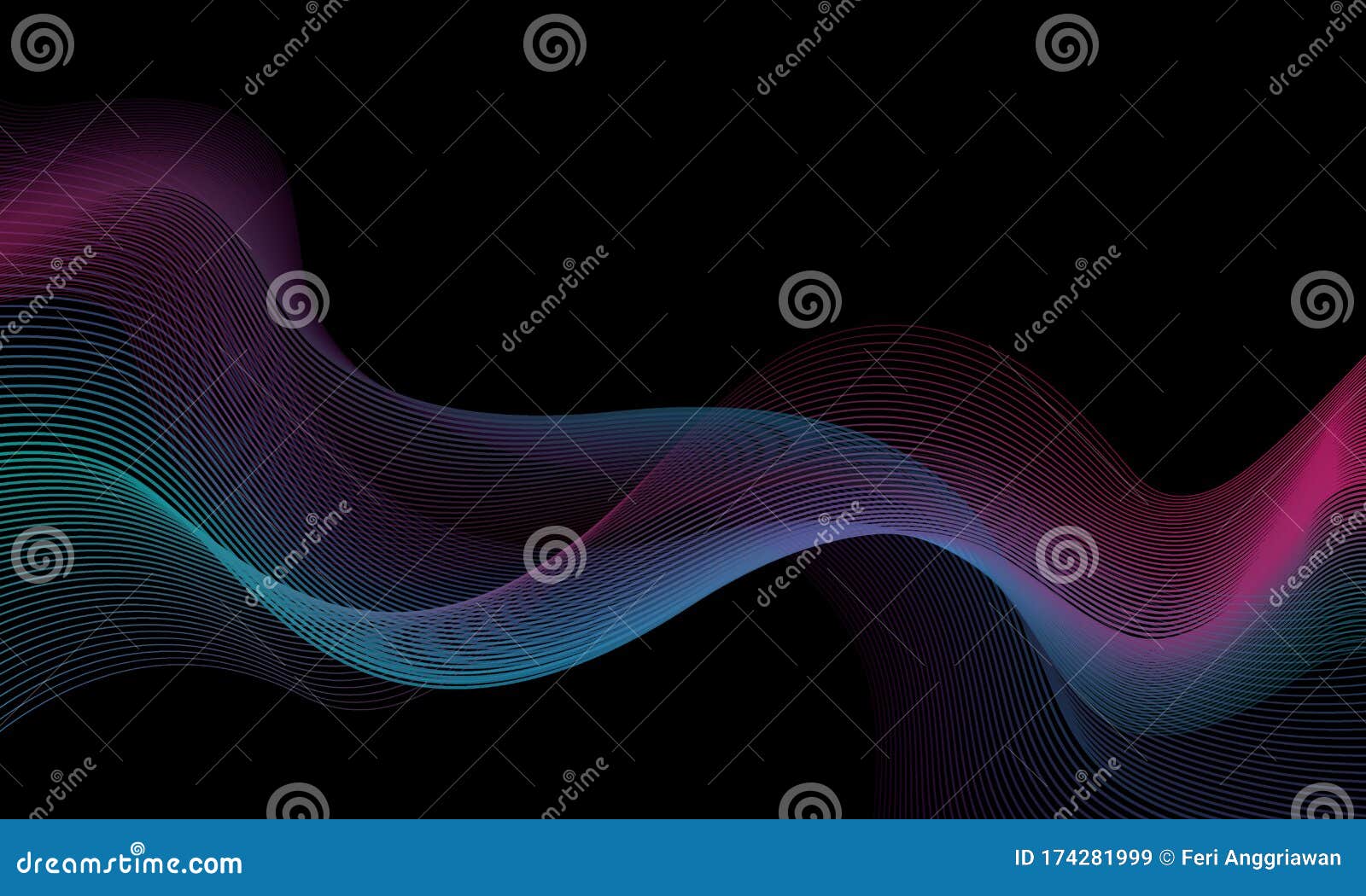Abstract Light Line Waves in Dark Background Stock Vector ...