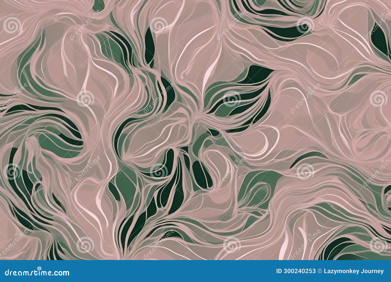 Abstract Light Pink, Green Pattern with Curved Line Stock Illustration ...