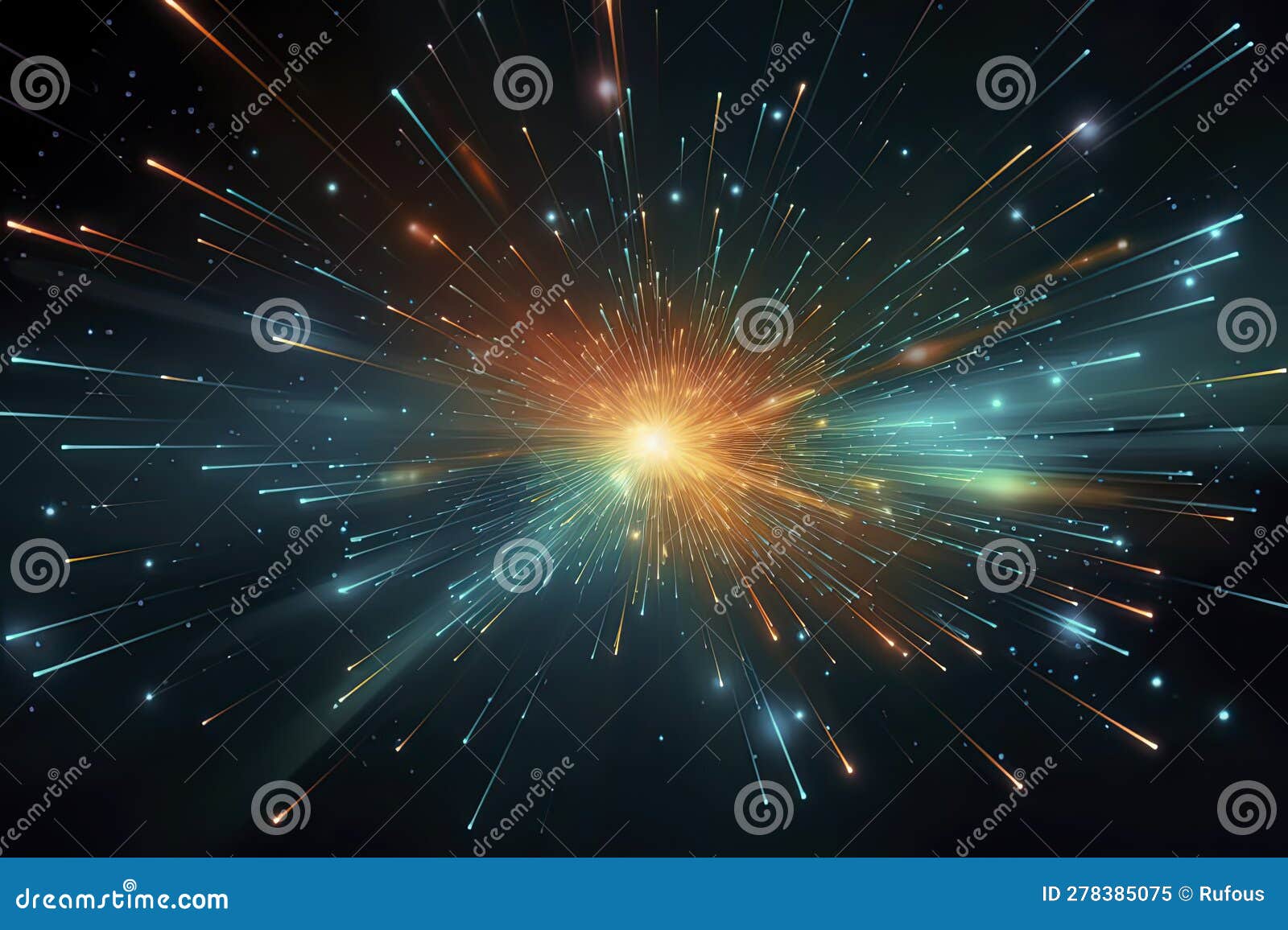 Abstract Light Rays Effect with Dots and Sparks Stock Illustration ...