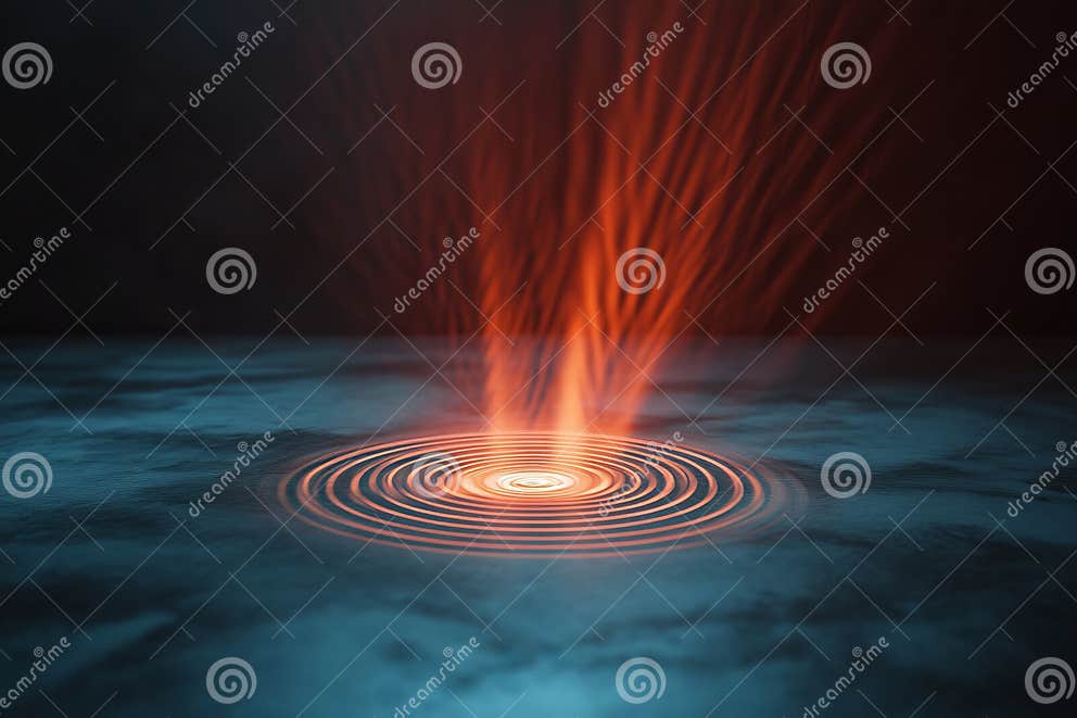 Abstract Light Rays Emanating from Circular Pattern on Dark Surface ...