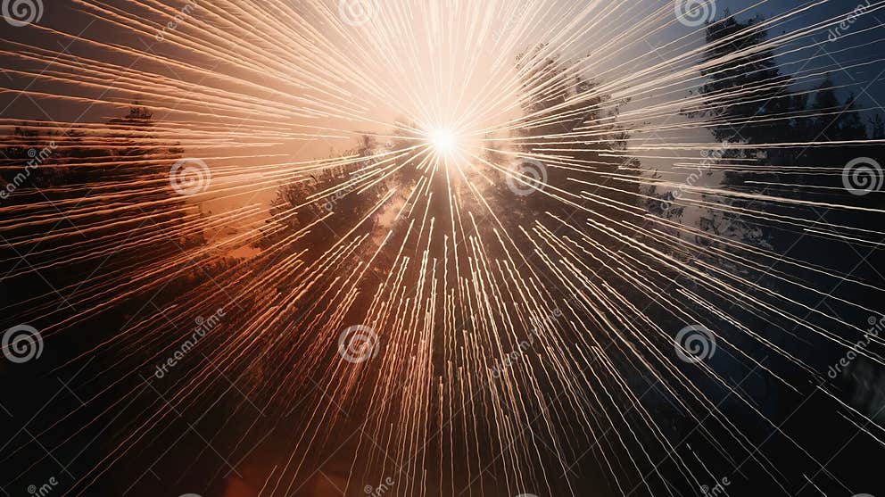 Abstract Light Rays Exploding from Forest Canopy, Good Resolution Stock ...