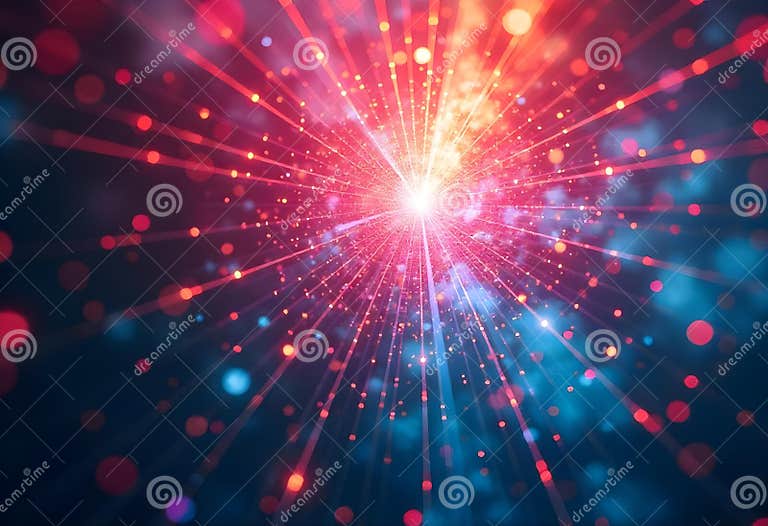 Abstract Light Rays and Particles Exploding from Bright Center Stock ...