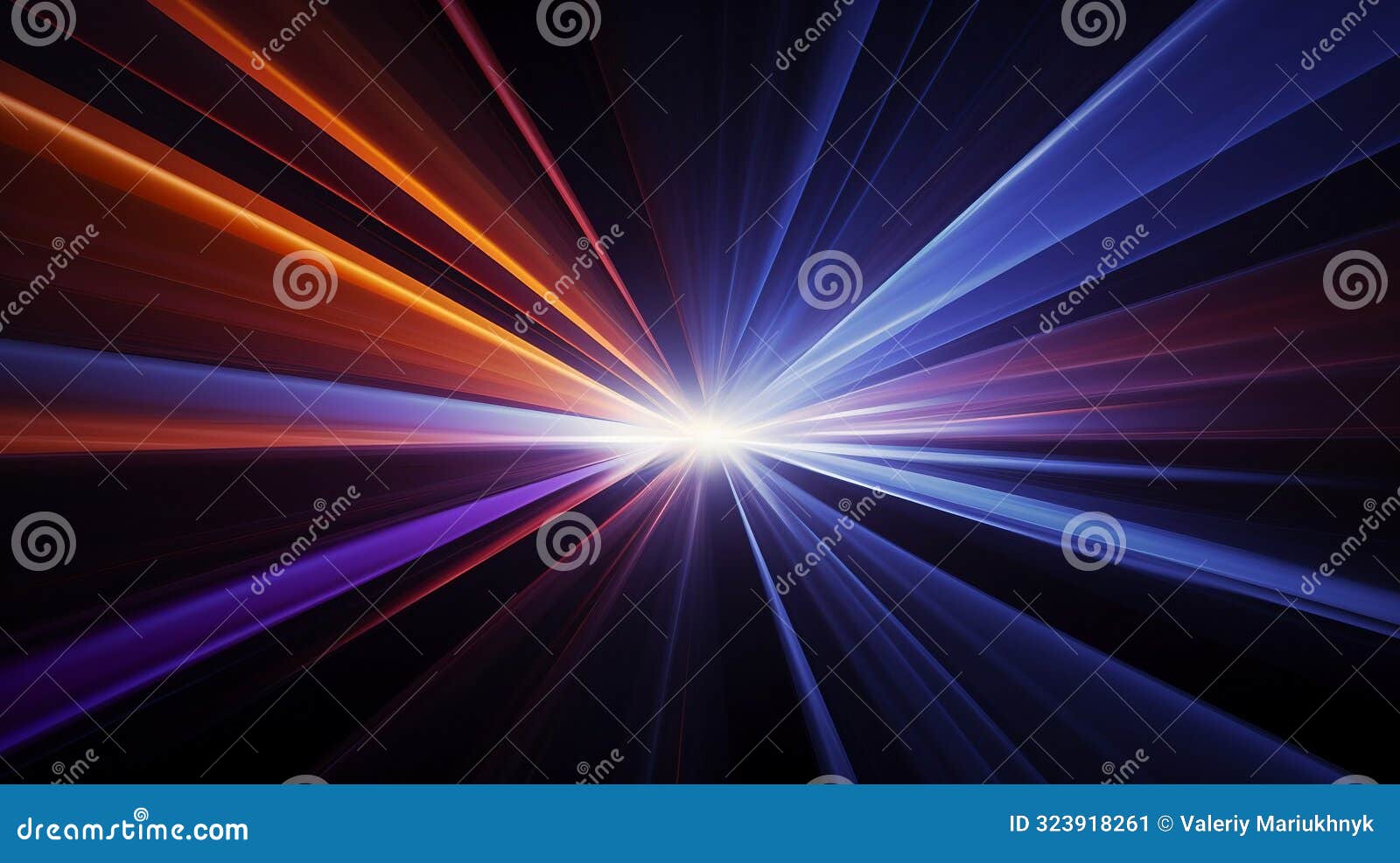 Abstract Light Rays in Vibrant Colors Converging To a Bright Center ...